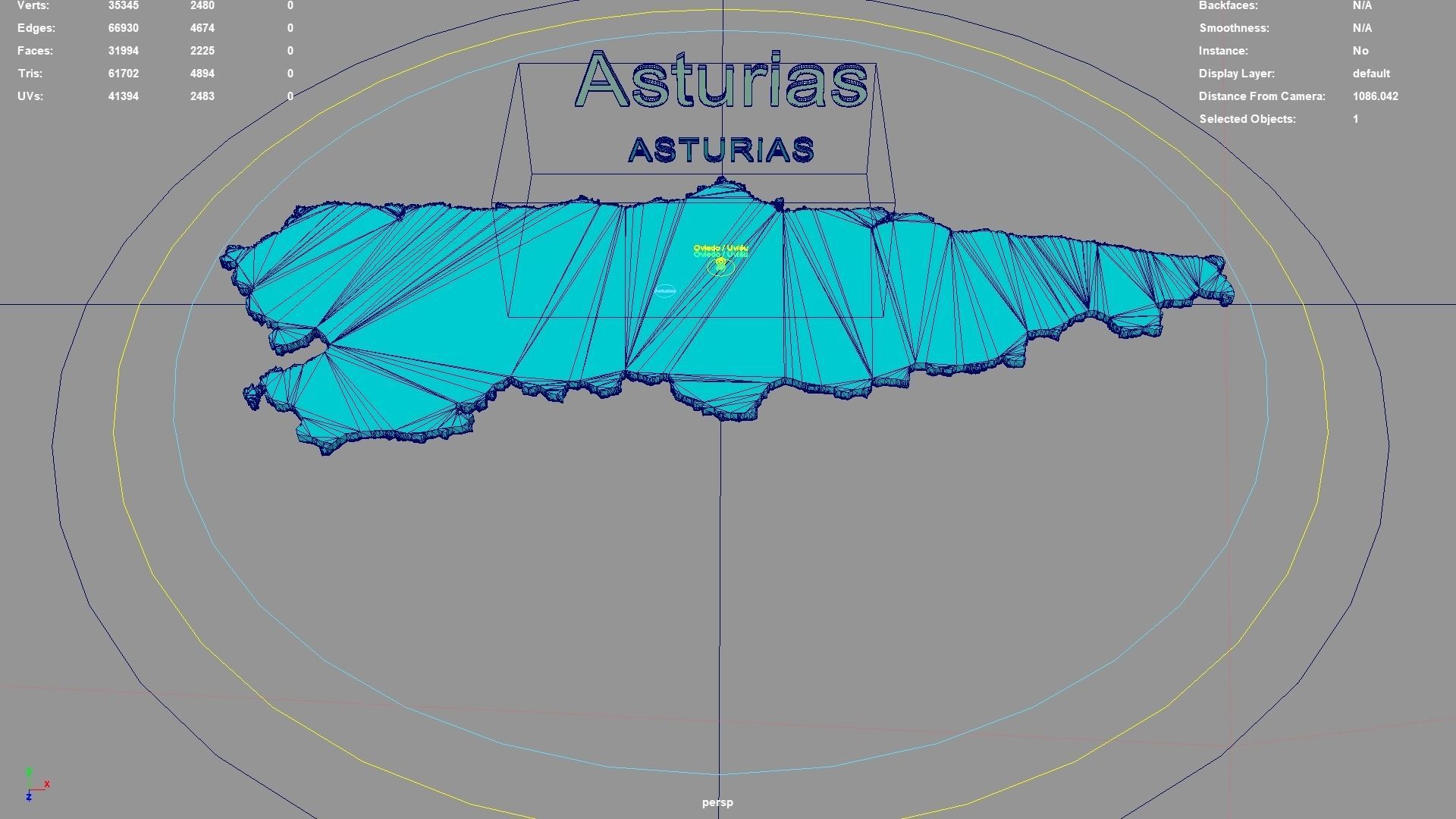 Asturias Spain map region geography political geographic 3D model ...