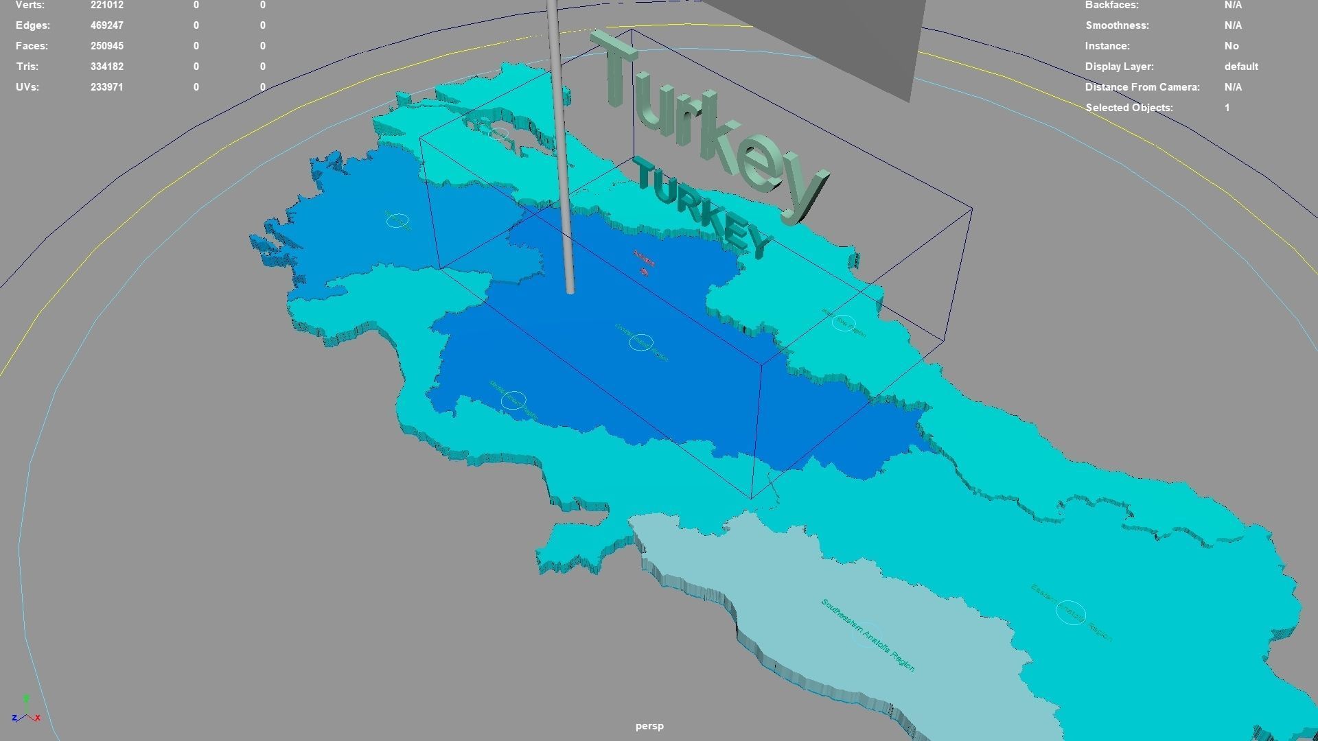 Turkey map region geography political geographic administrative 3D ...