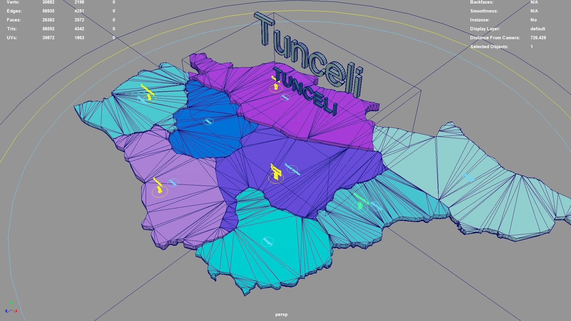Tunceli Eastern Anatolia Region Turkey map region geography 3D model ...