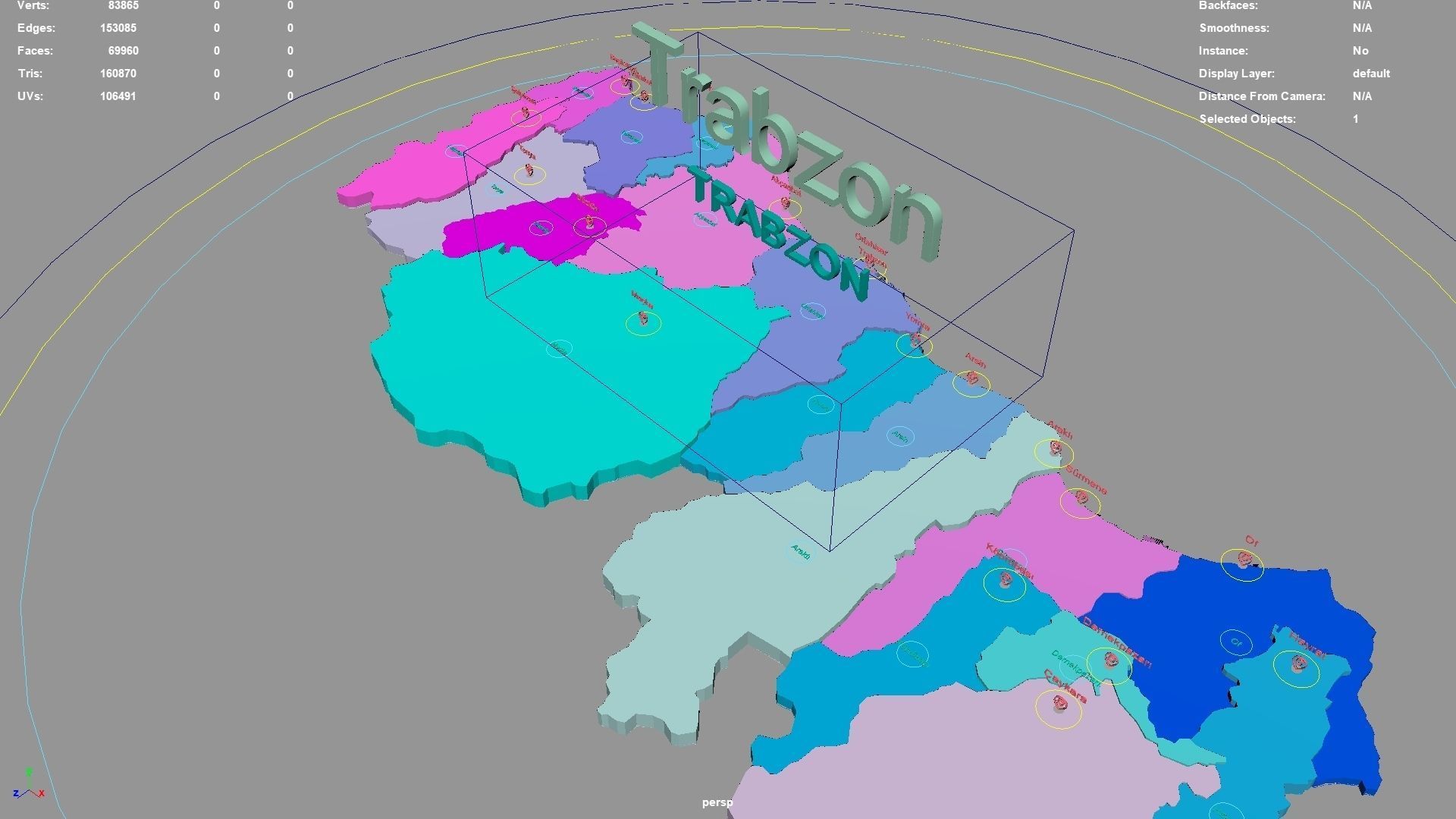 Trabzon Black Sea Region Turkey map region geography political 3D model ...