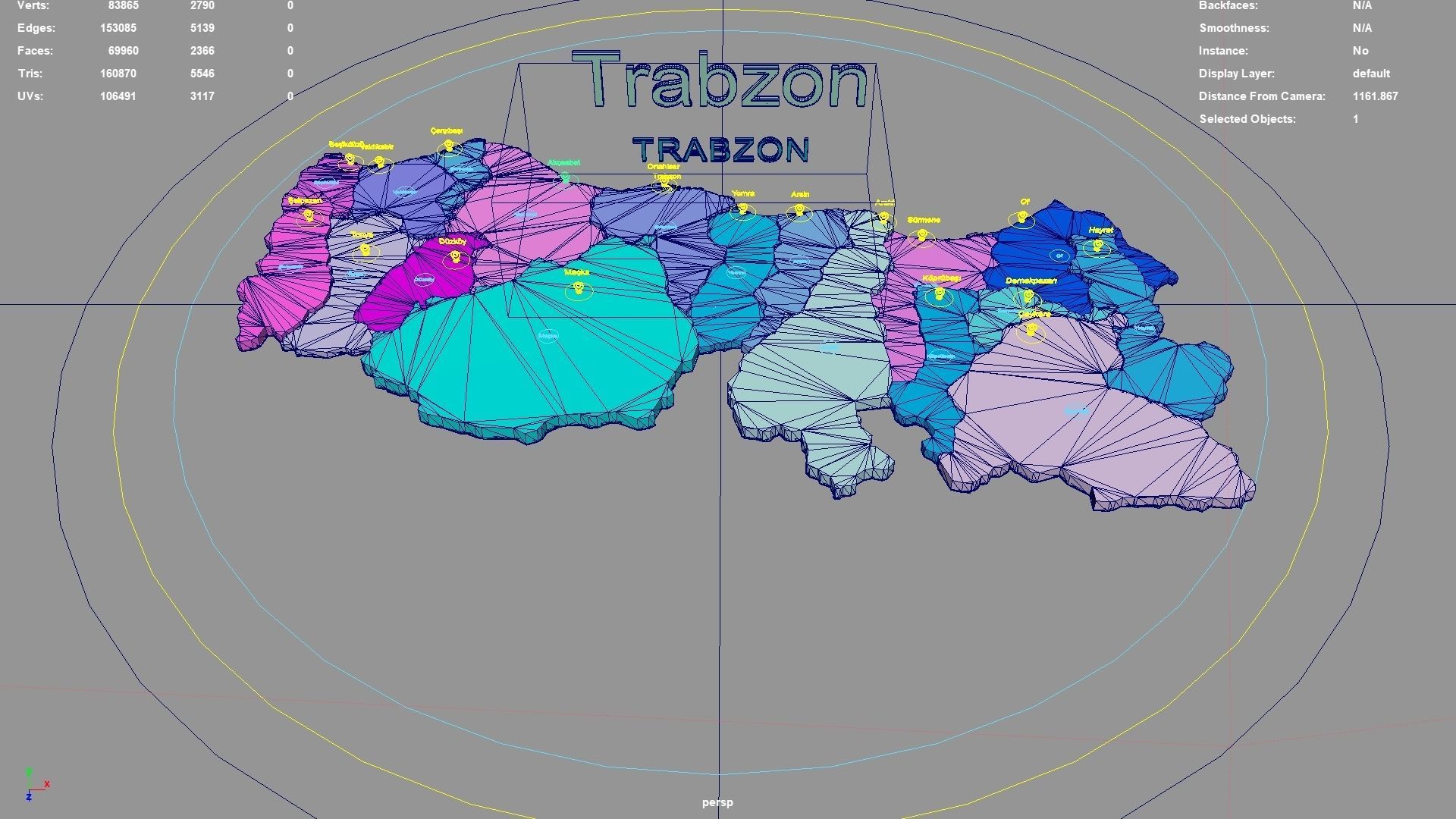 Trabzon Black Sea Region Turkey map region geography political 3D model ...