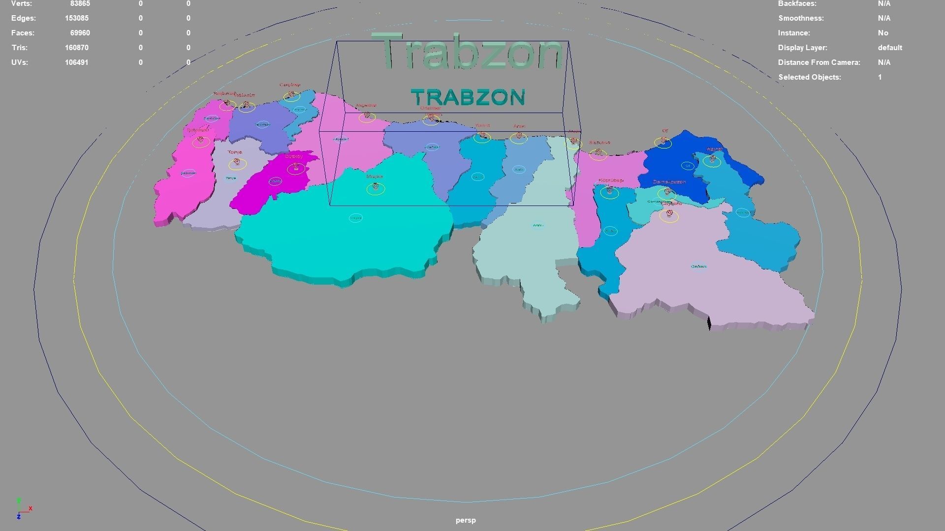 Trabzon Black Sea Region Turkey map region geography political 3D model ...