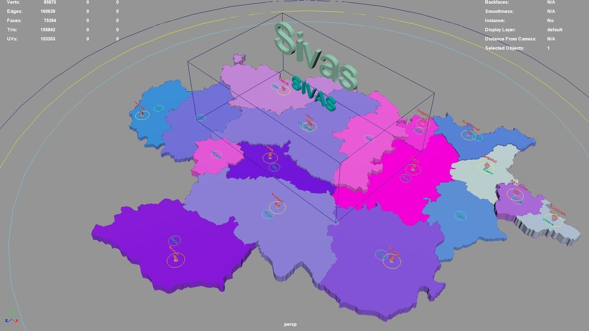 Sivas Central Anatolia Region Turkey map region geography 3D model ...