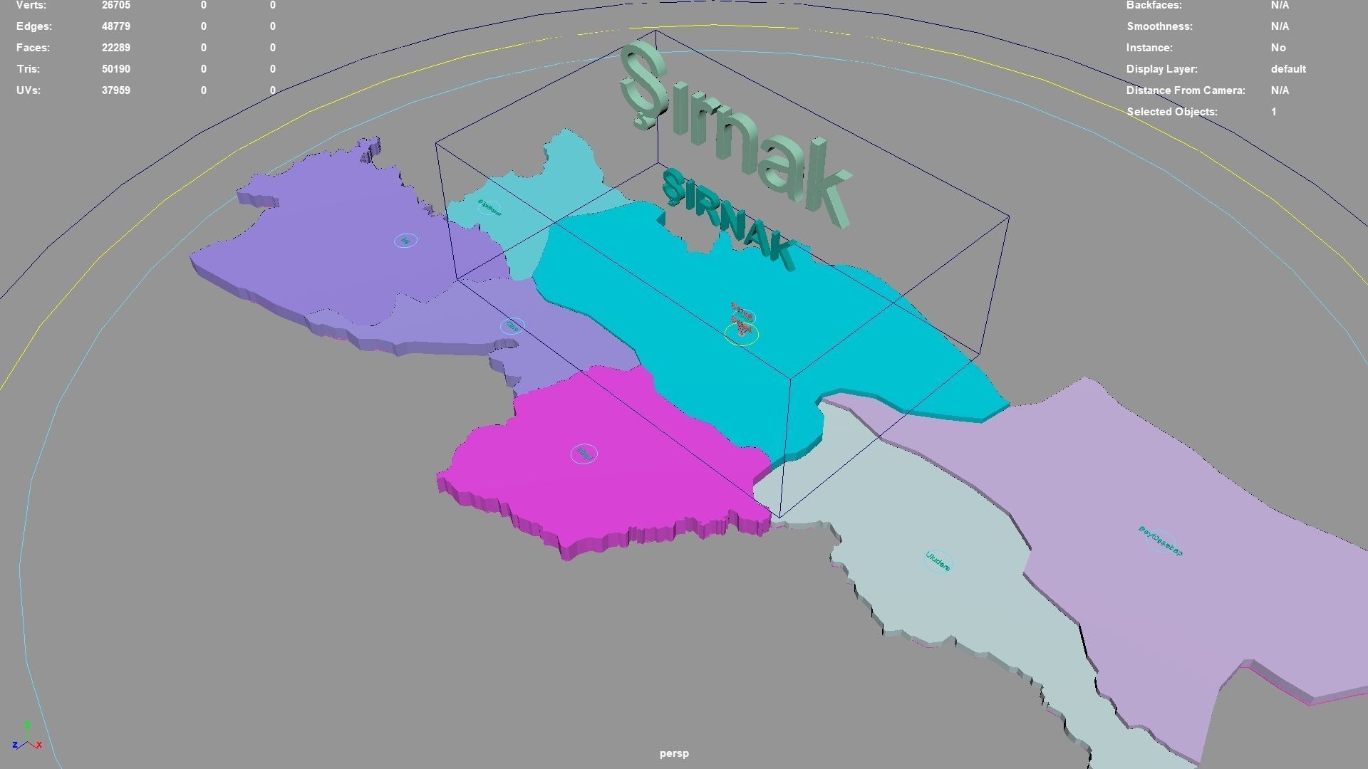 Sirnak Southeastern Anatolia Region Turkey map region 3D model rigged ...