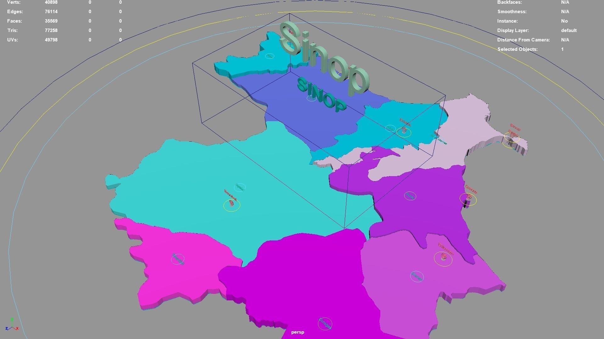 Sinop Black Sea Region Turkey map region geography political 3D model rigged | CGTrader