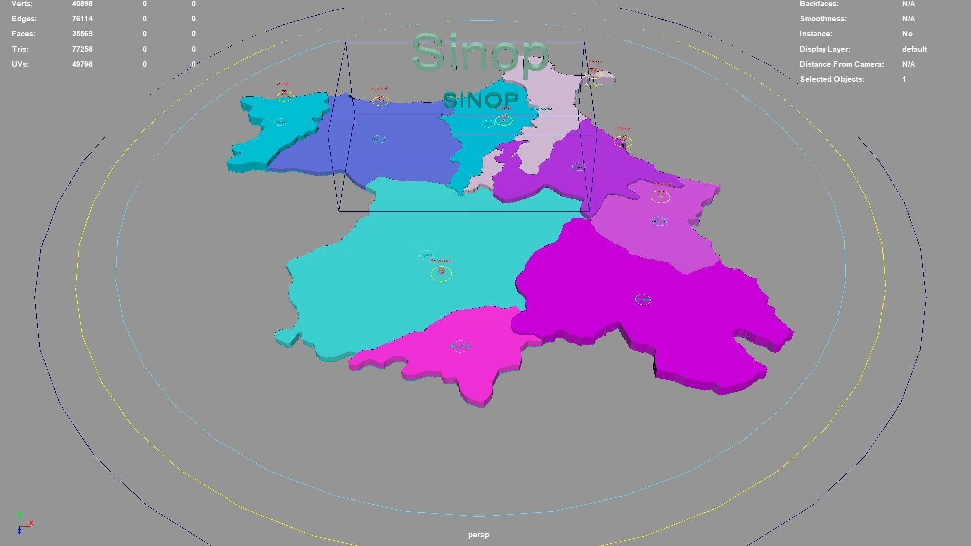 Sinop Black Sea Region Turkey map region geography political 3D model rigged | CGTrader