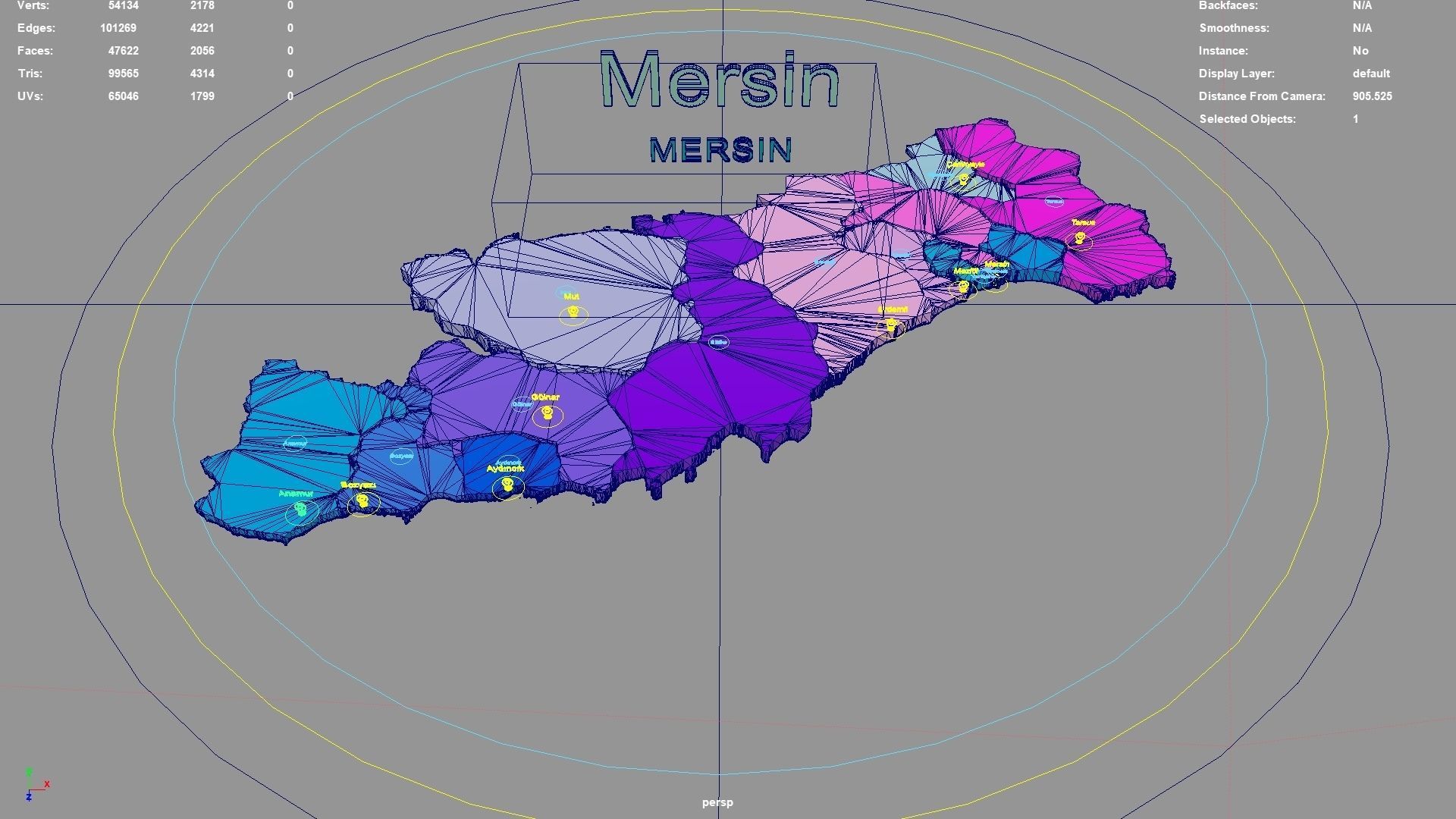 Mersin Mediterranean Region Turkey map region geography 3D model rigged ...