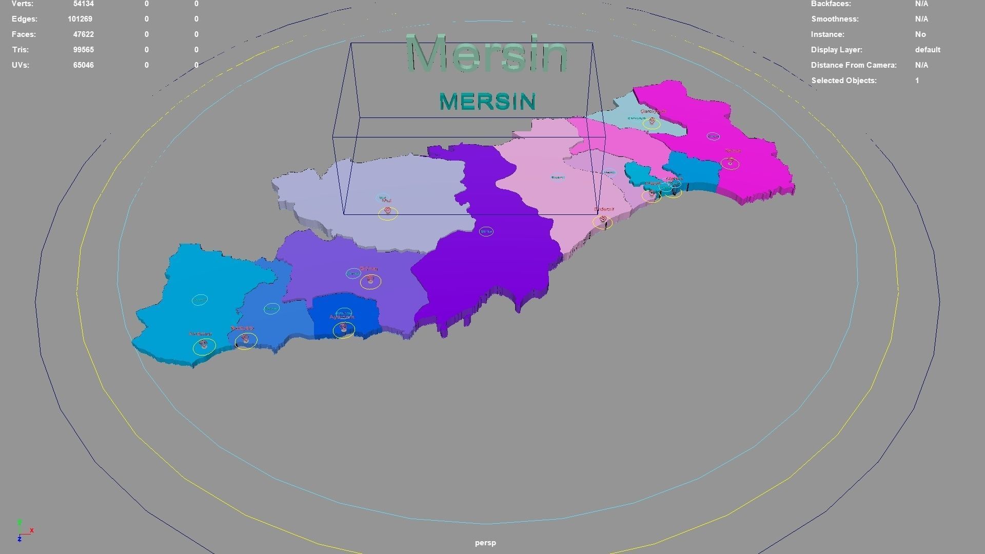 Mersin Mediterranean Region Turkey map region geography 3D model rigged ...