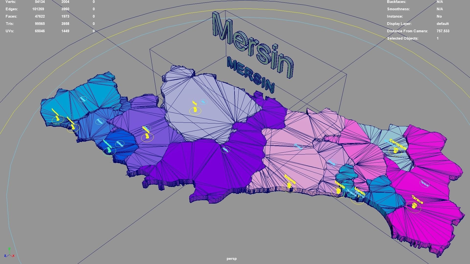 Mersin Mediterranean Region Turkey map region geography 3D model rigged ...