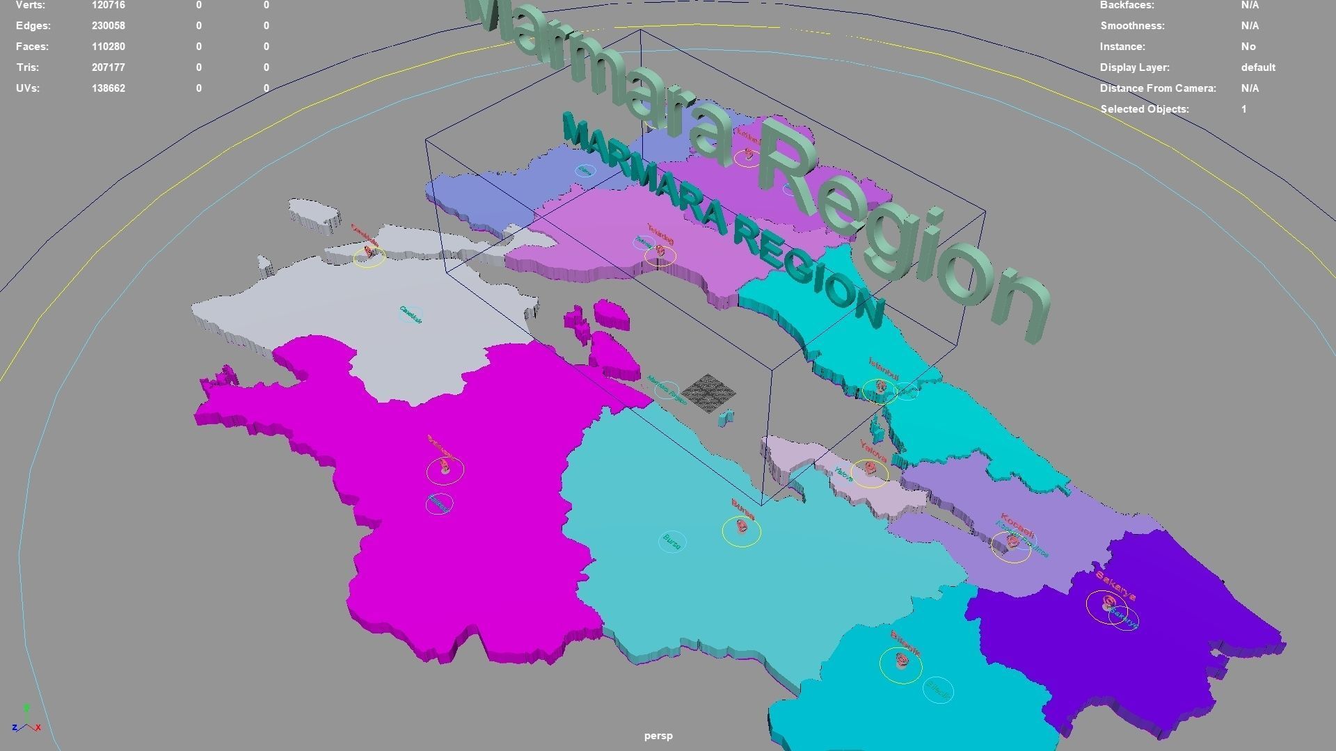 Marmara Region Turkey map region geography political geographic 3D ...