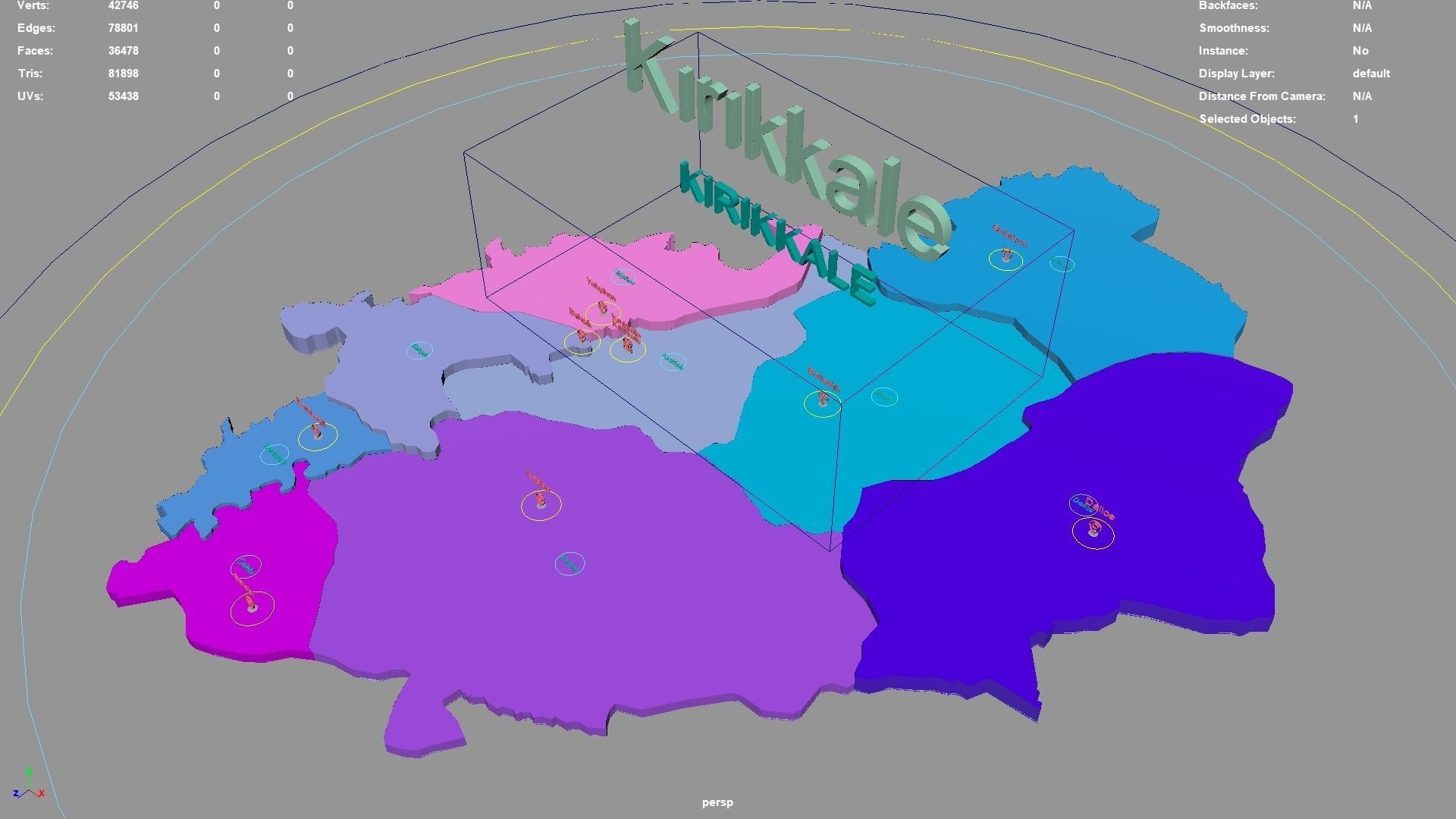 Kirikkale Central Anatolia Region Turkey map region geography 3D model ...
