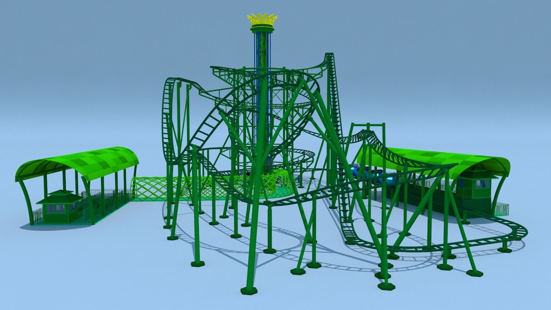3D model Roller Coaster Drop Tower Rides VR / AR / low-poly | CGTrader