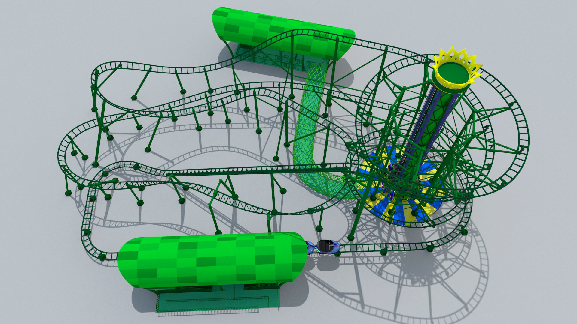 3D model Roller Coaster Drop Tower Rides VR / AR / low-poly | CGTrader