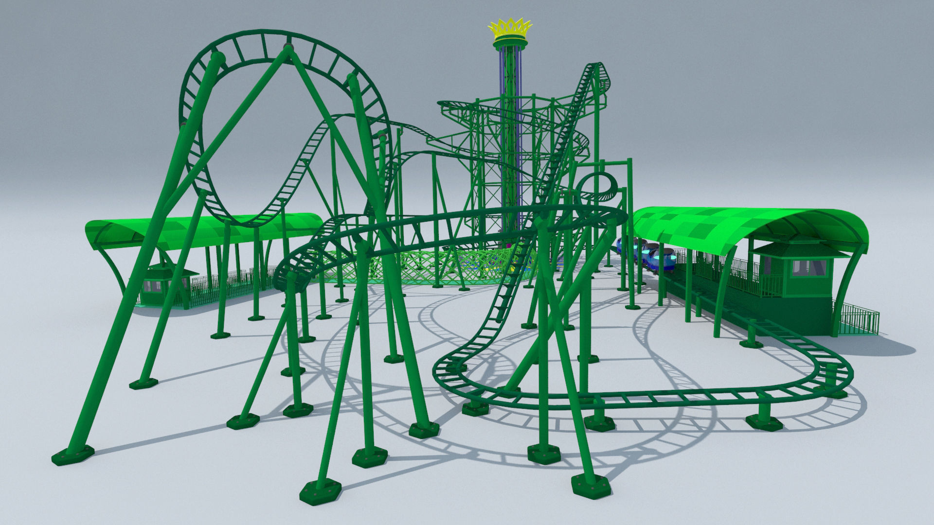 3D model Roller Coaster Drop Tower Rides VR / AR / low-poly | CGTrader