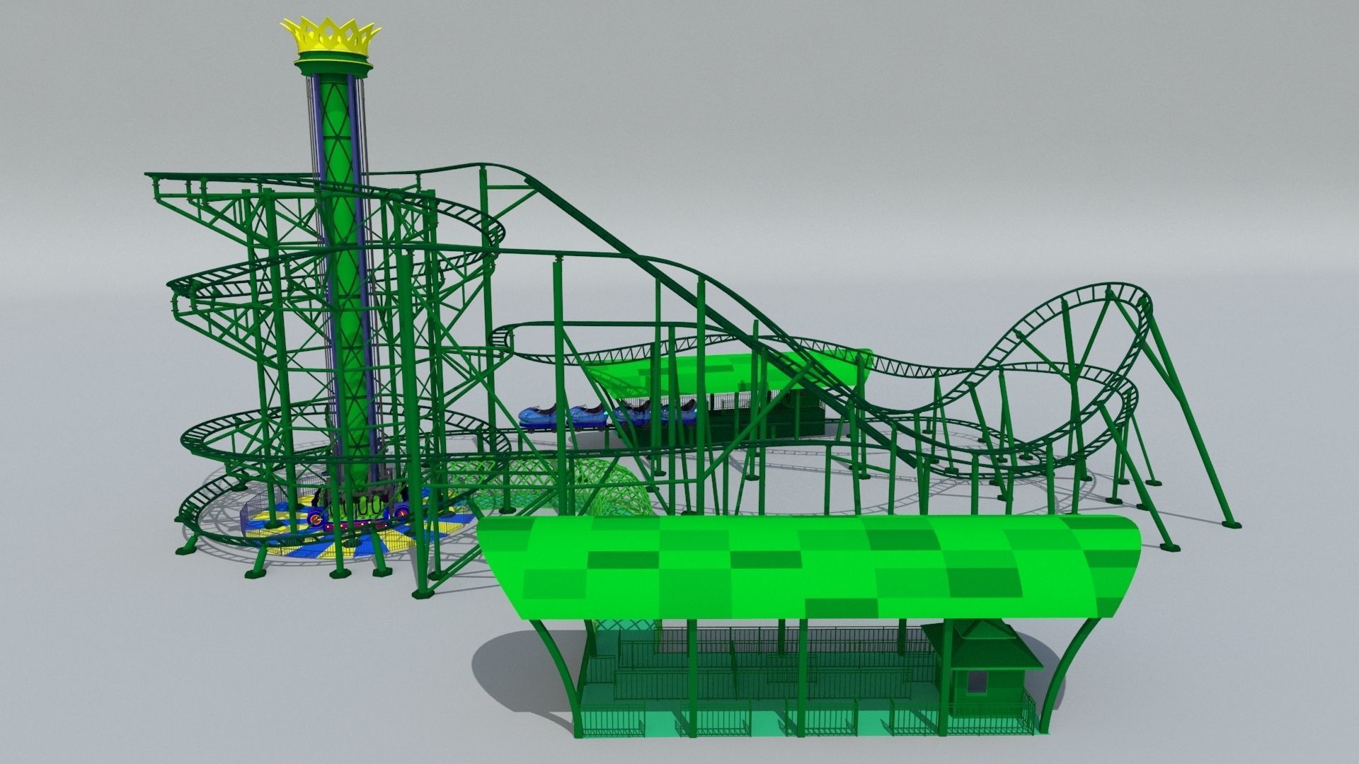 3D model Roller Coaster Drop Tower Rides VR / AR / low-poly | CGTrader