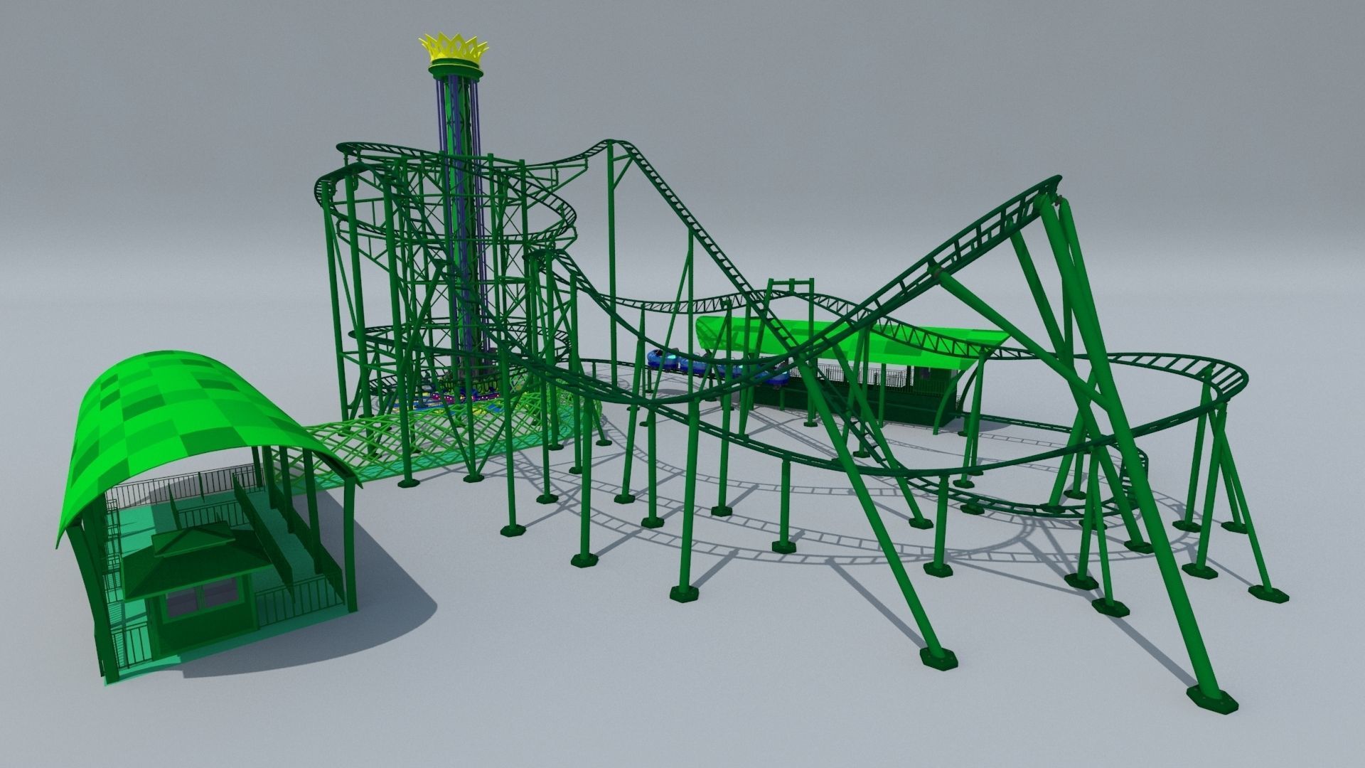 3D model Roller Coaster Drop Tower Rides VR / AR / low-poly | CGTrader