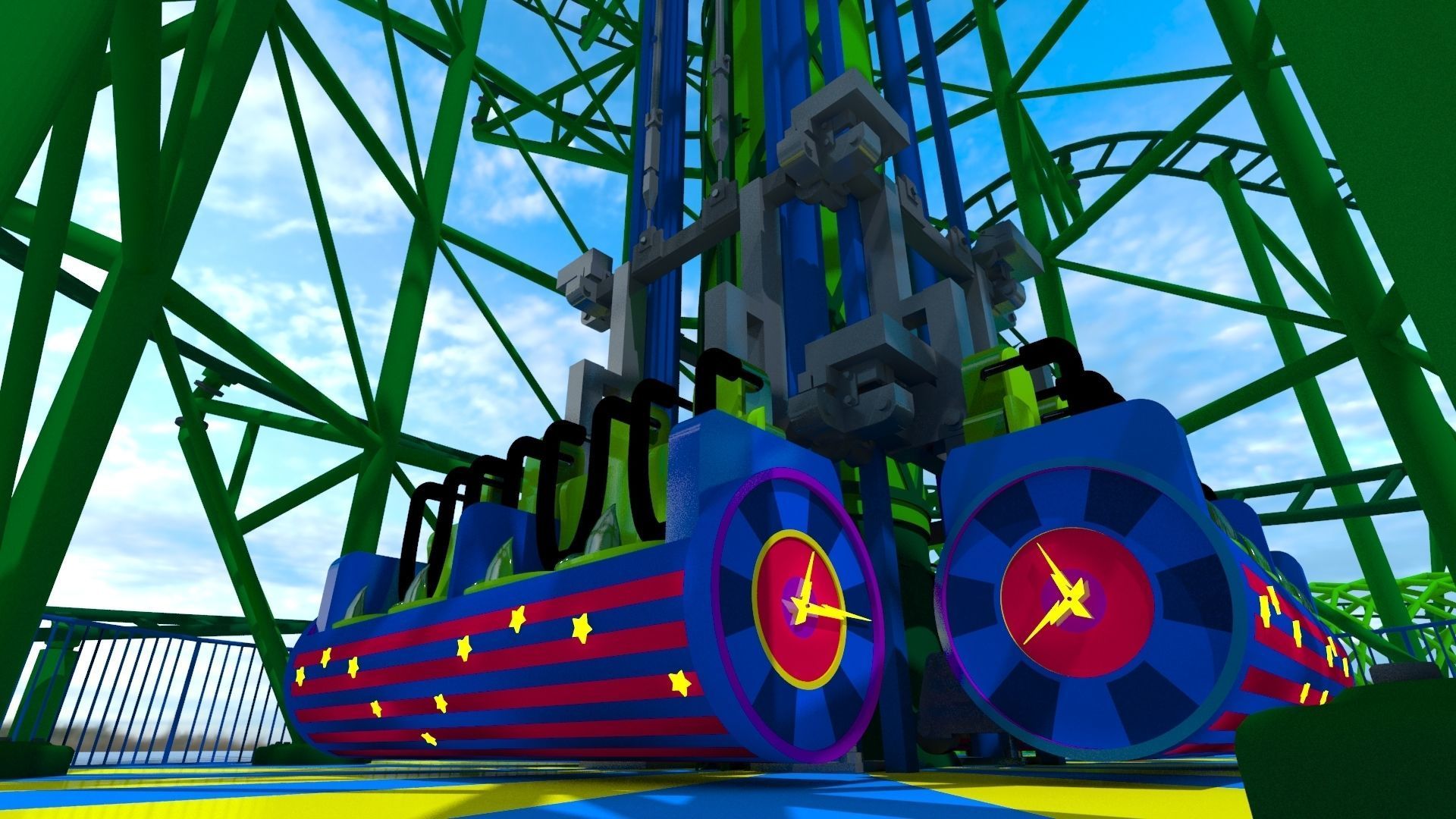 3D model Roller Coaster Drop Tower Rides VR / AR / low-poly | CGTrader