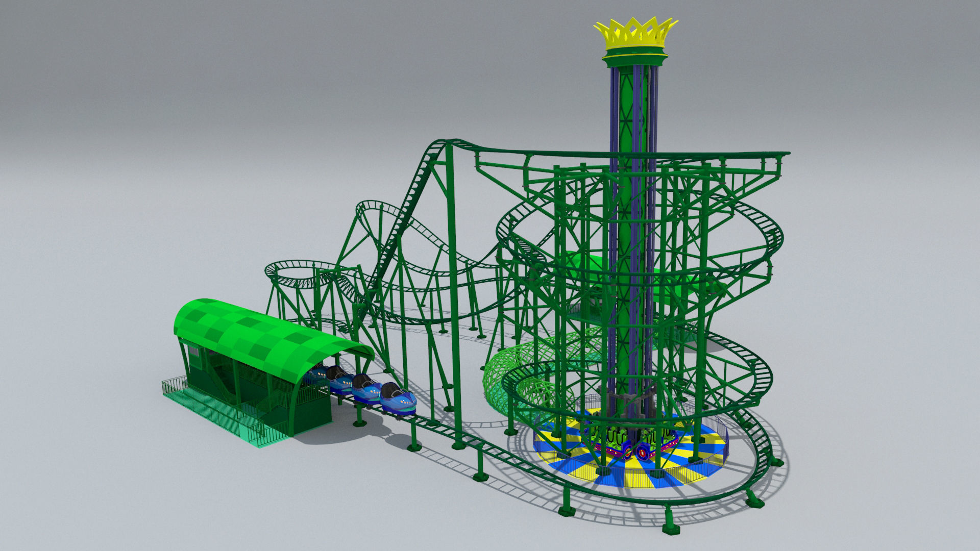 3D model Roller Coaster Drop Tower Rides VR / AR / low-poly | CGTrader
