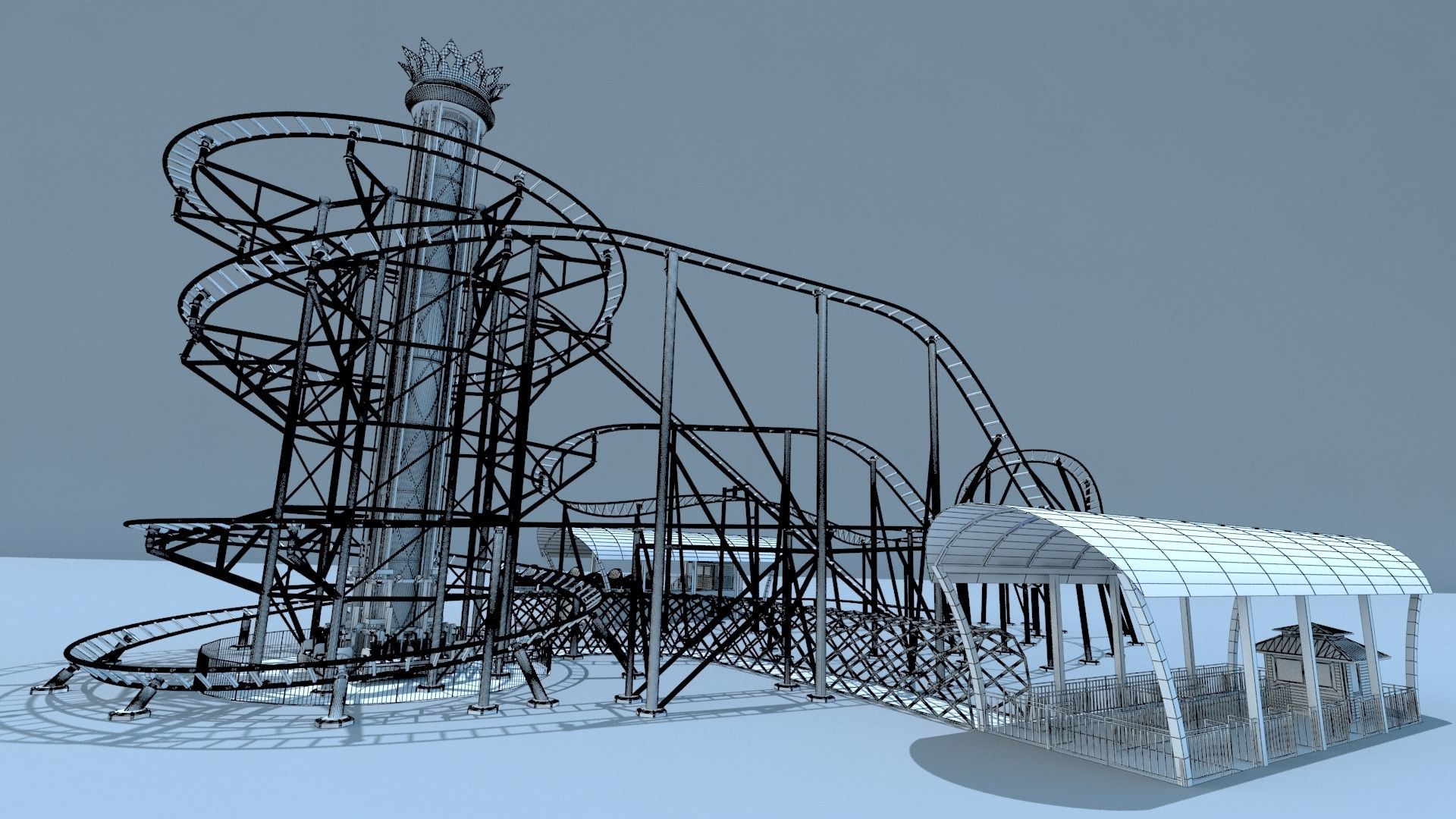 3D model Roller Coaster Drop Tower Rides VR / AR / low-poly | CGTrader