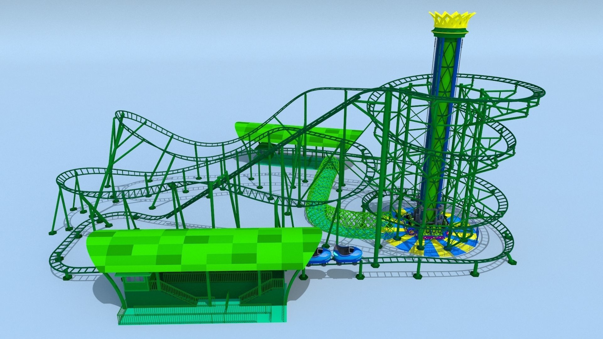 3D model Roller Coaster Drop Tower Rides VR / AR / low-poly | CGTrader