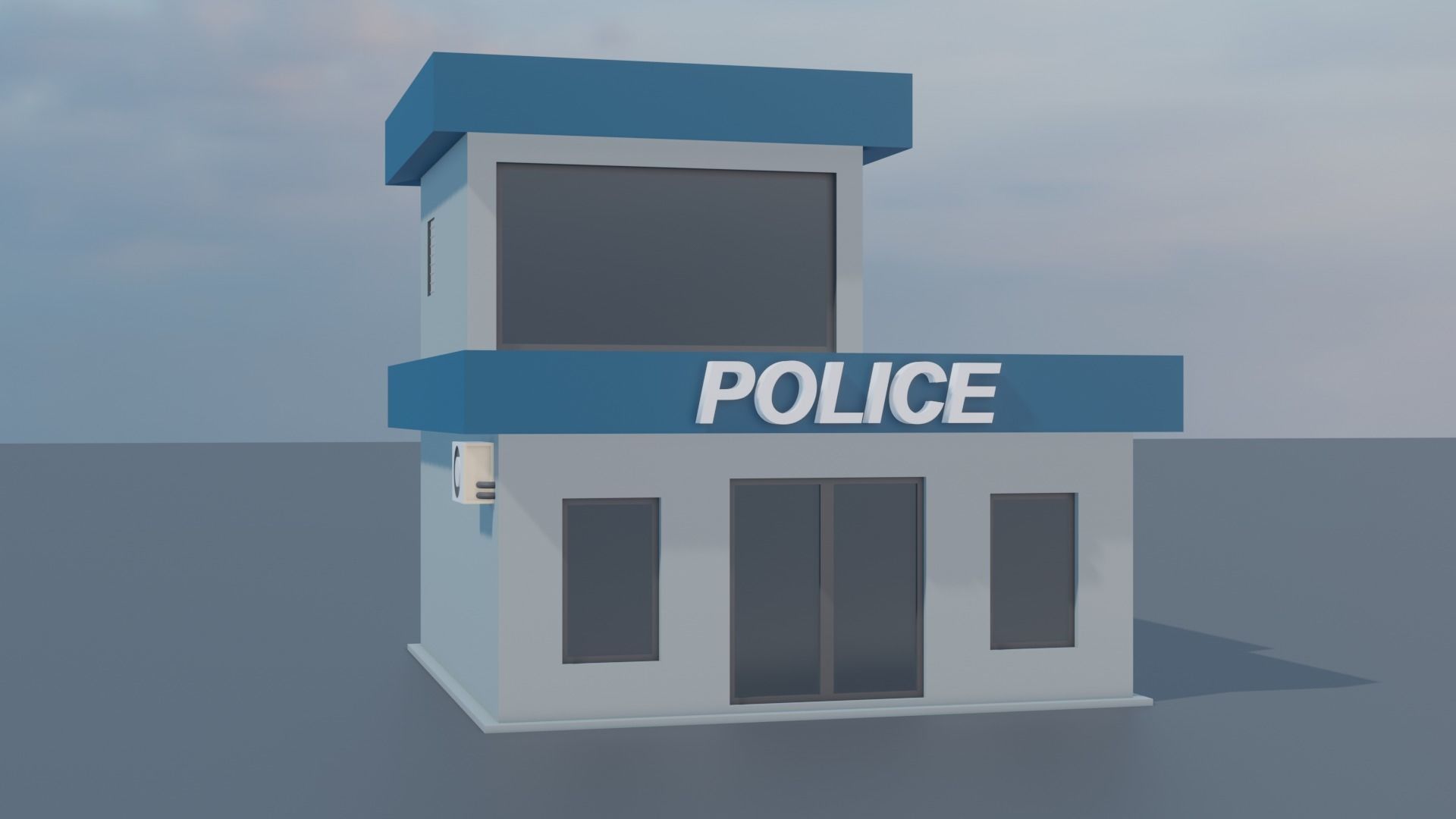 Cartoon Lowpoly Police Station 3D Model 3D model | CGTrader