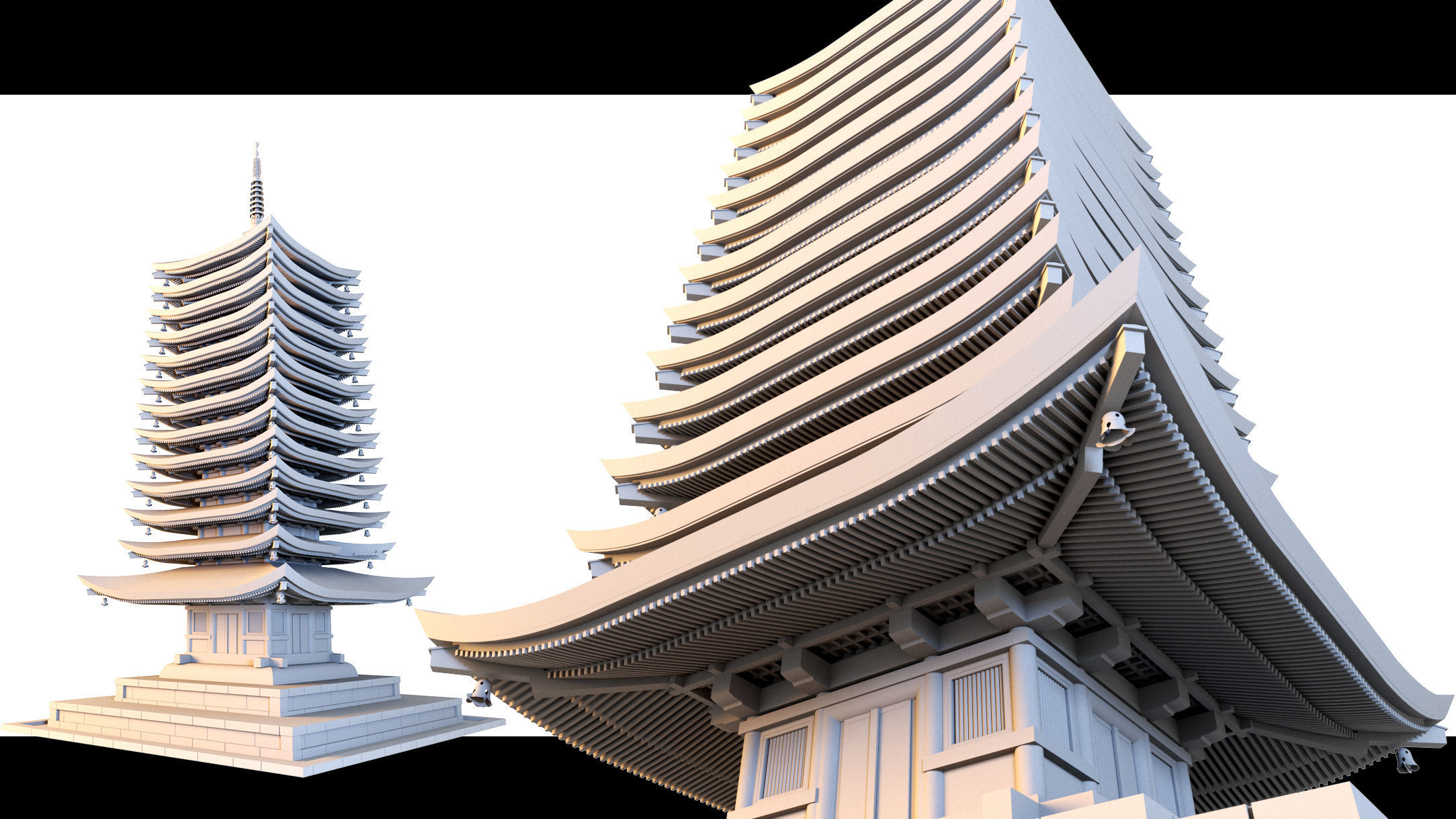 4 Traditioanl Japanese Buildings- 3d Model 3D model | CGTrader