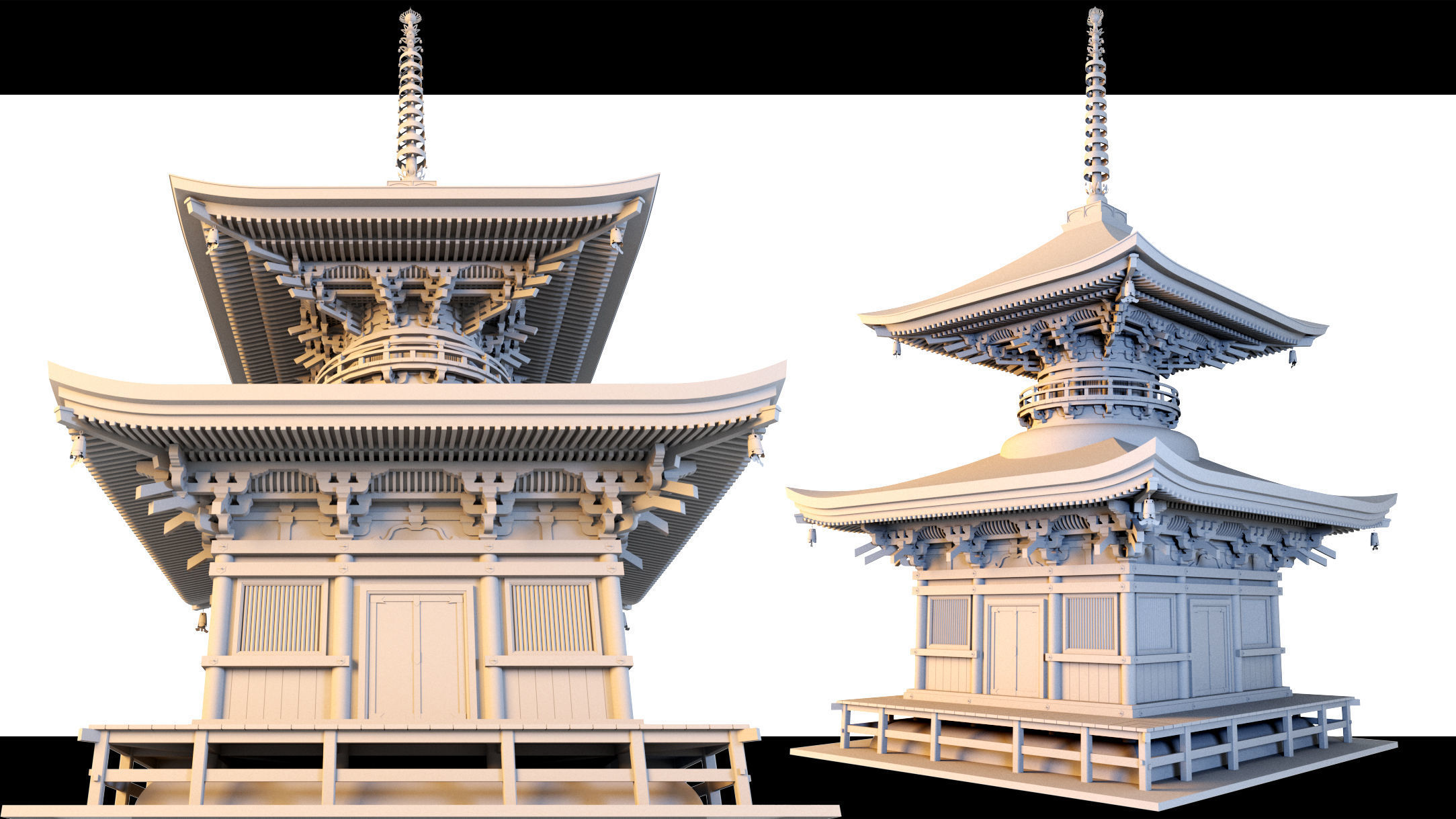 4 Traditioanl Japanese Buildings- 3d Model 3D model | CGTrader