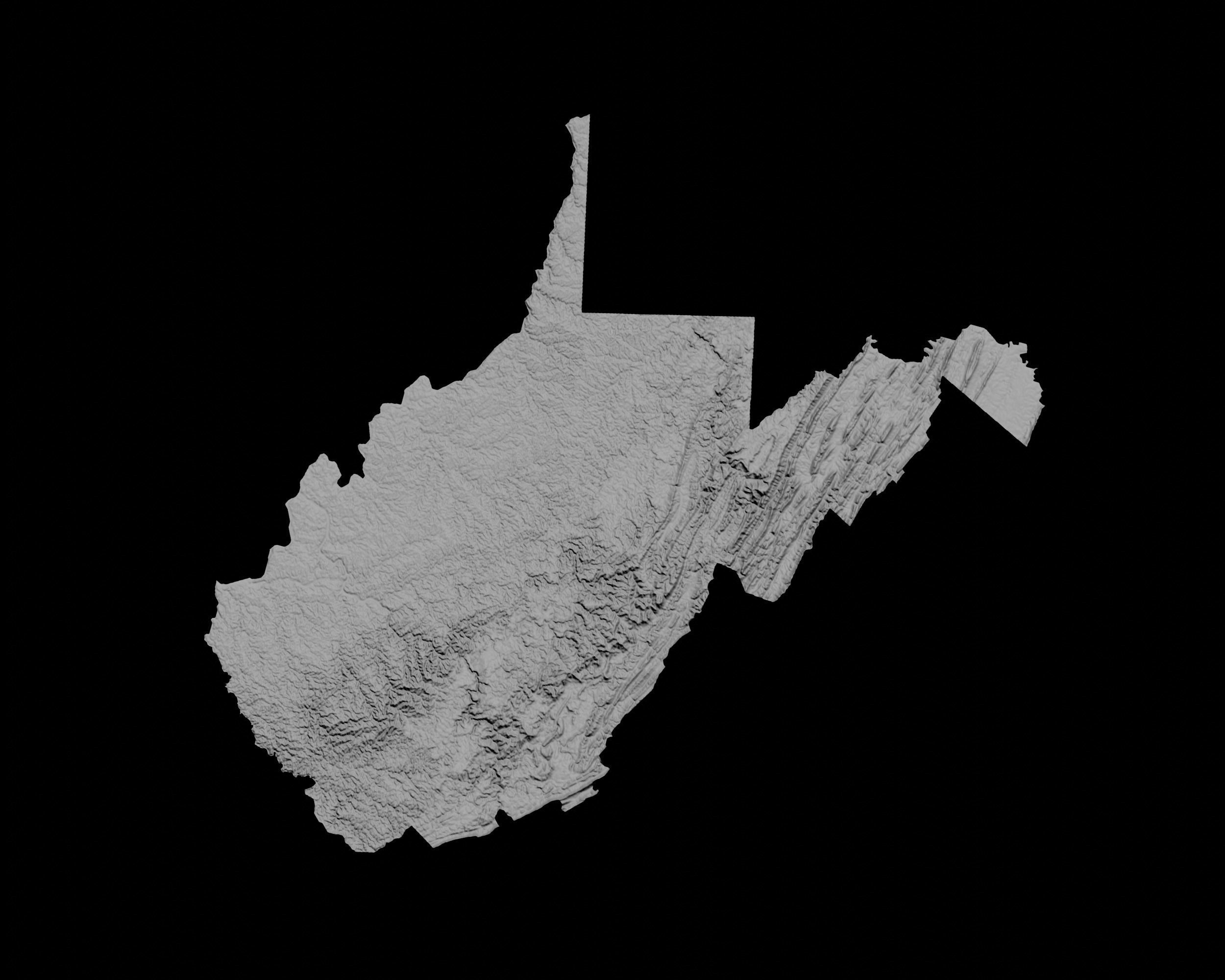 3D Topographical Map of West Virginia 3D model 3D printable | CGTrader