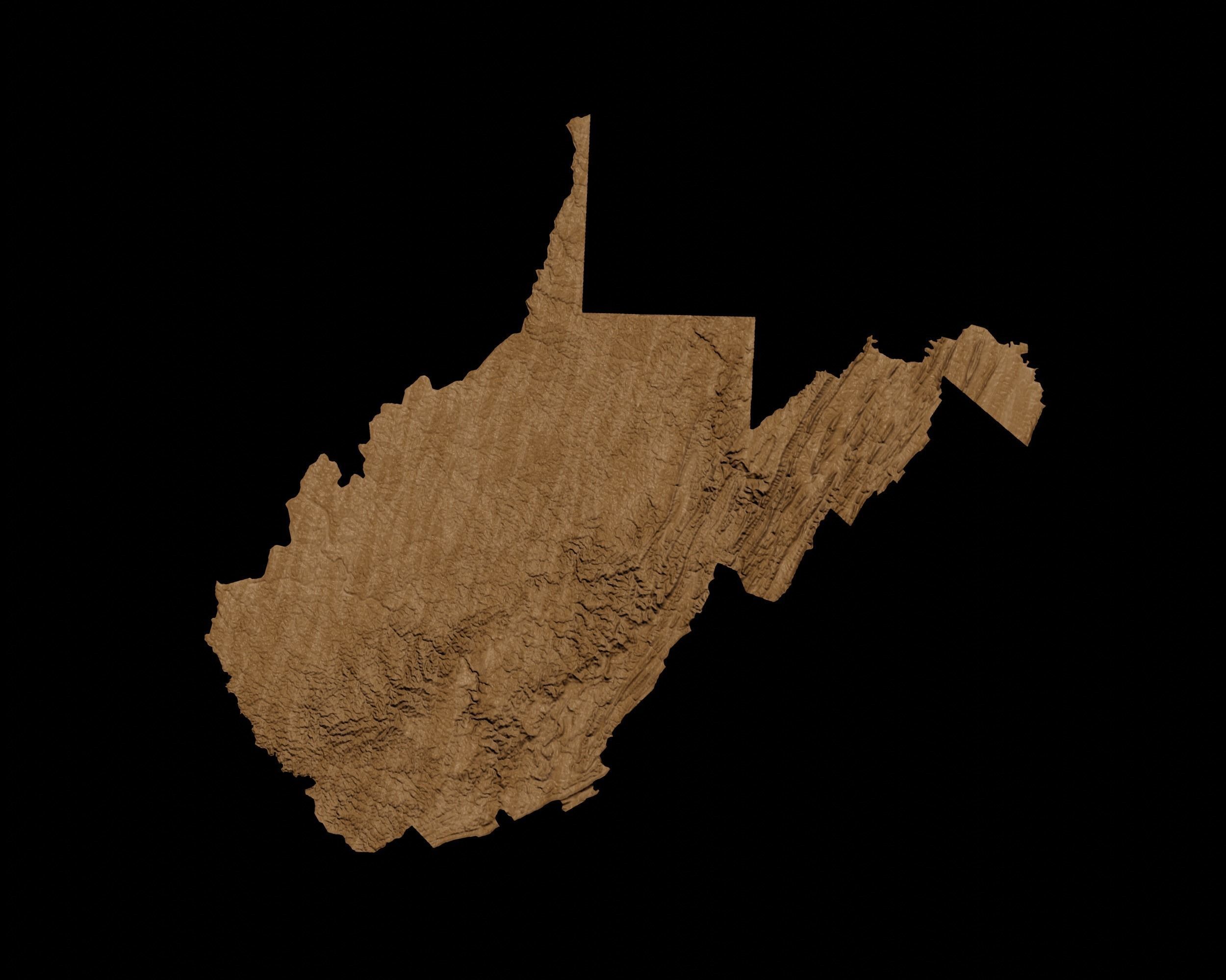 3D Topographical Map of West Virginia 3D model 3D printable | CGTrader