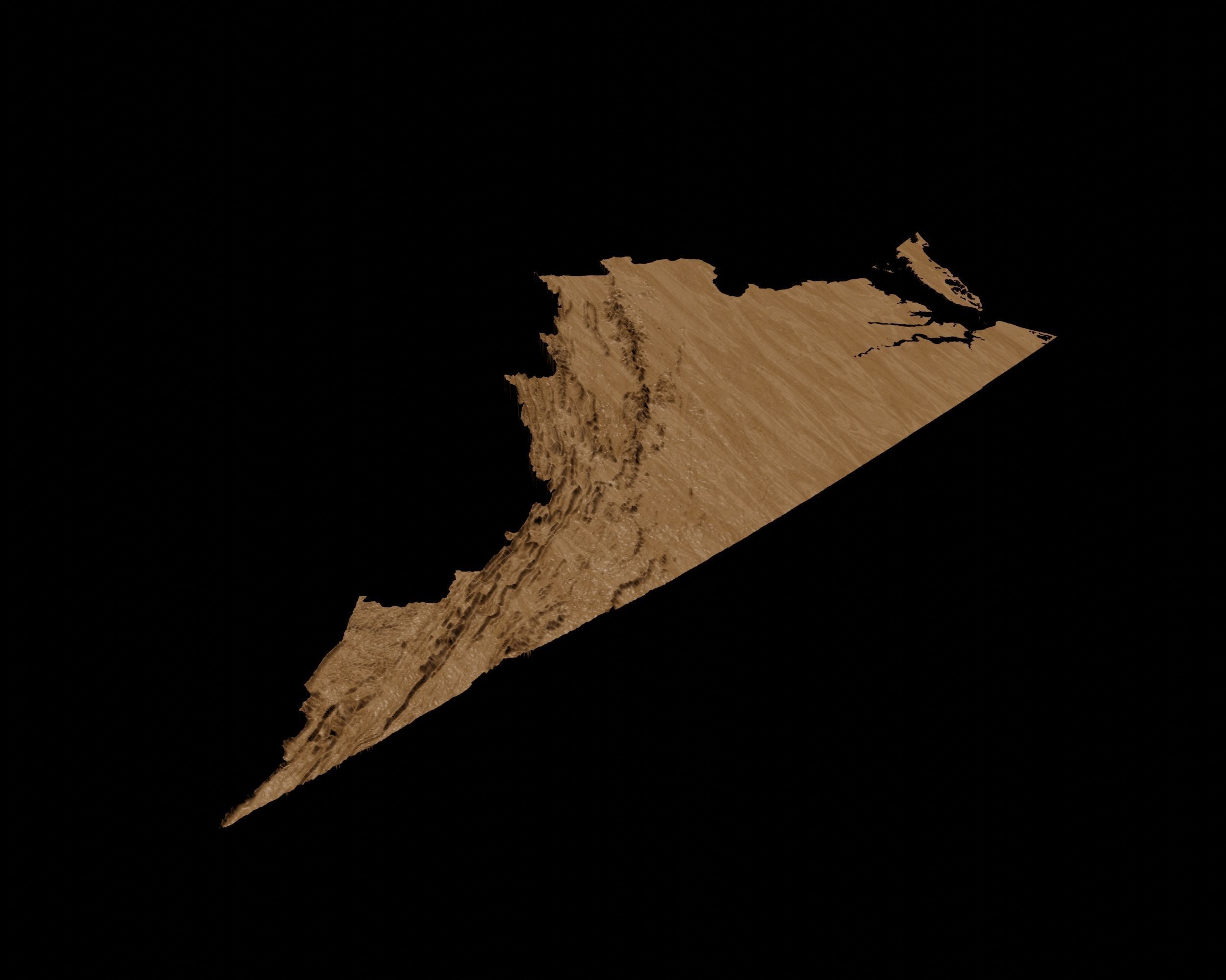 3D Topographical Map of Virginia 3D model 3D printable | CGTrader