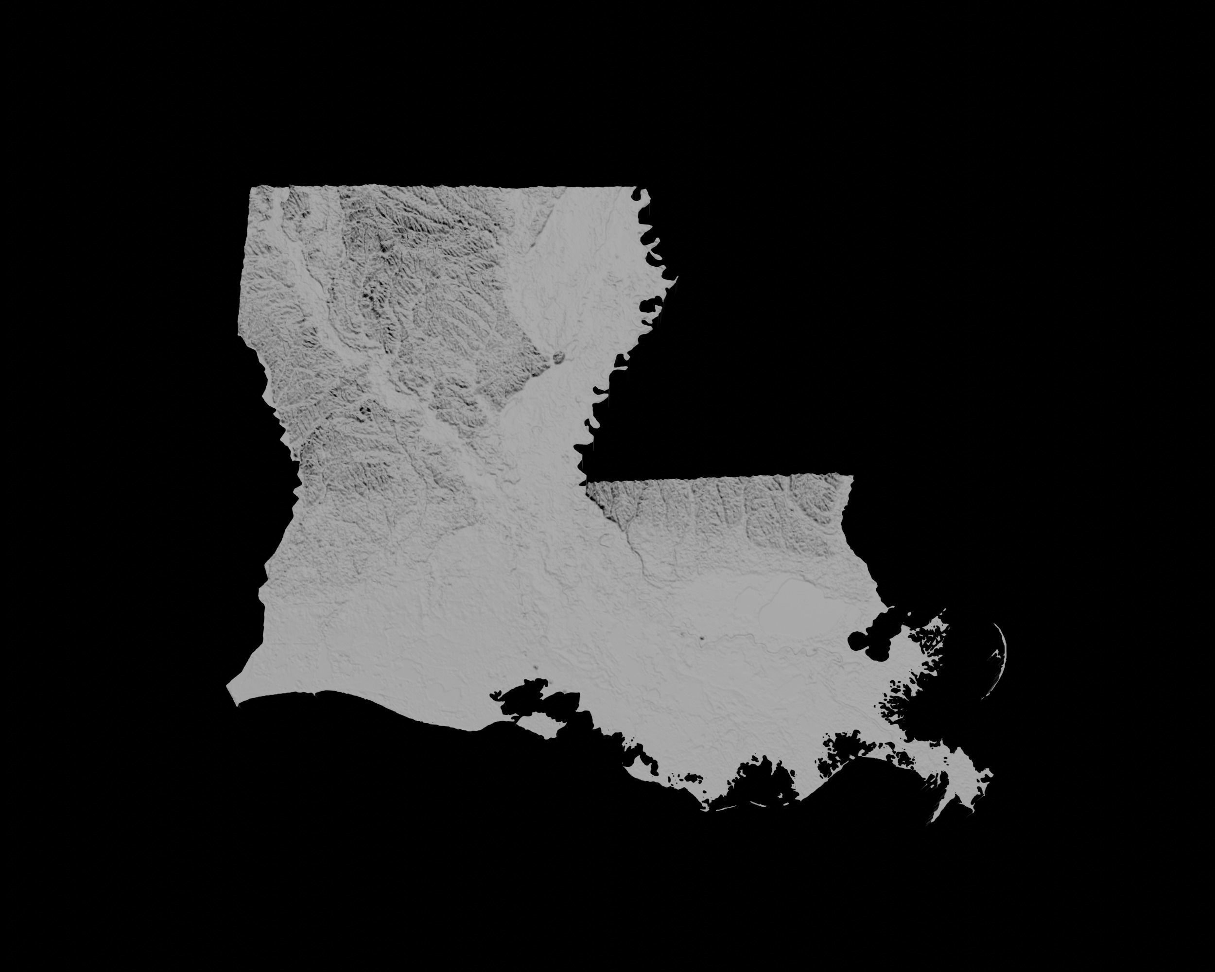 3D Topographical Map of Louisiana 3D model 3D printable | CGTrader