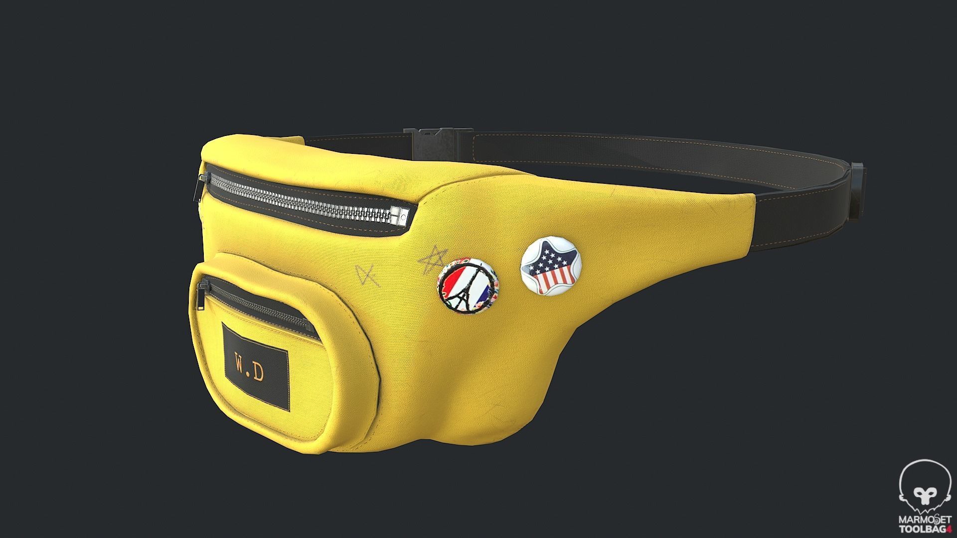 3D model PBR Fanny Pack - Fanny Bag - 3 color VR / AR / low-poly | CGTrader