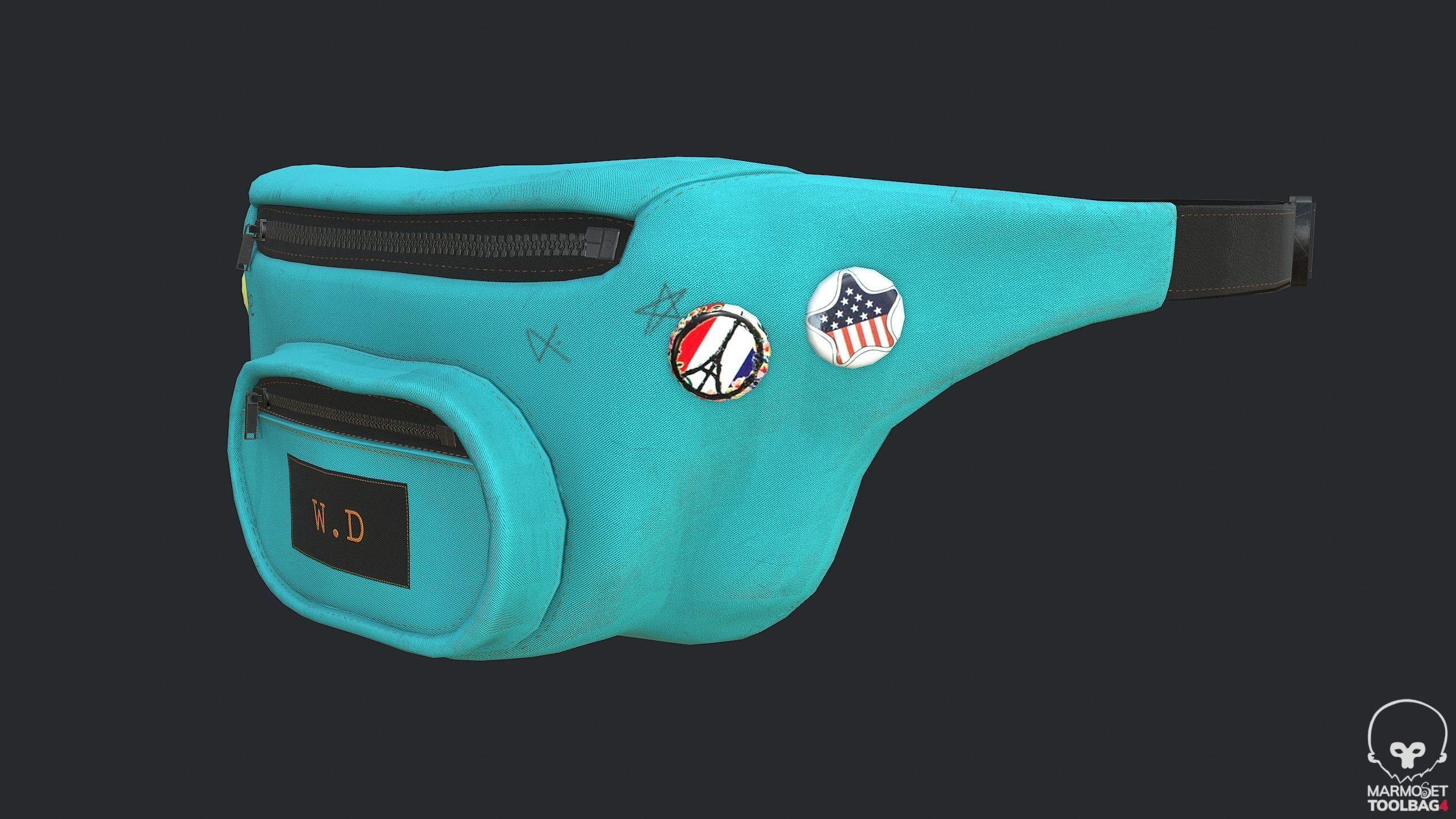 3D model PBR Fanny Pack - Fanny Bag - 3 color VR / AR / low-poly | CGTrader