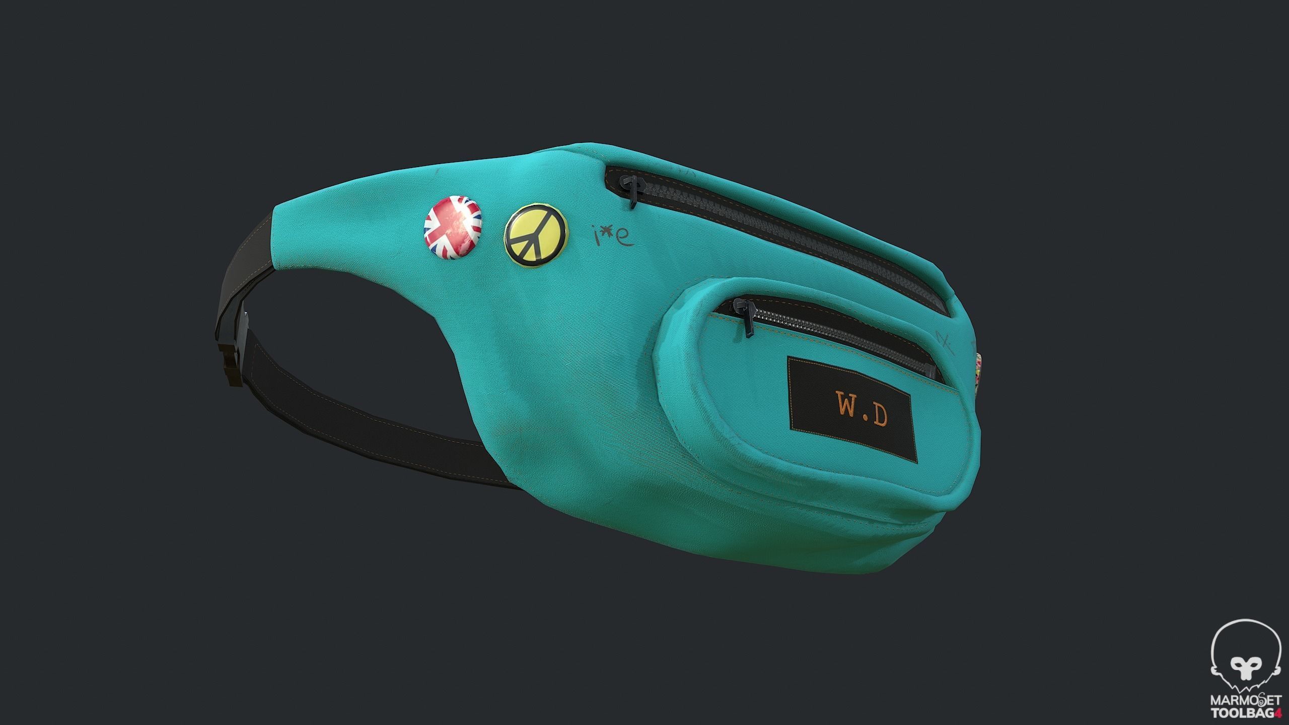 3D model PBR Fanny Pack - Fanny Bag - 3 color VR / AR / low-poly | CGTrader