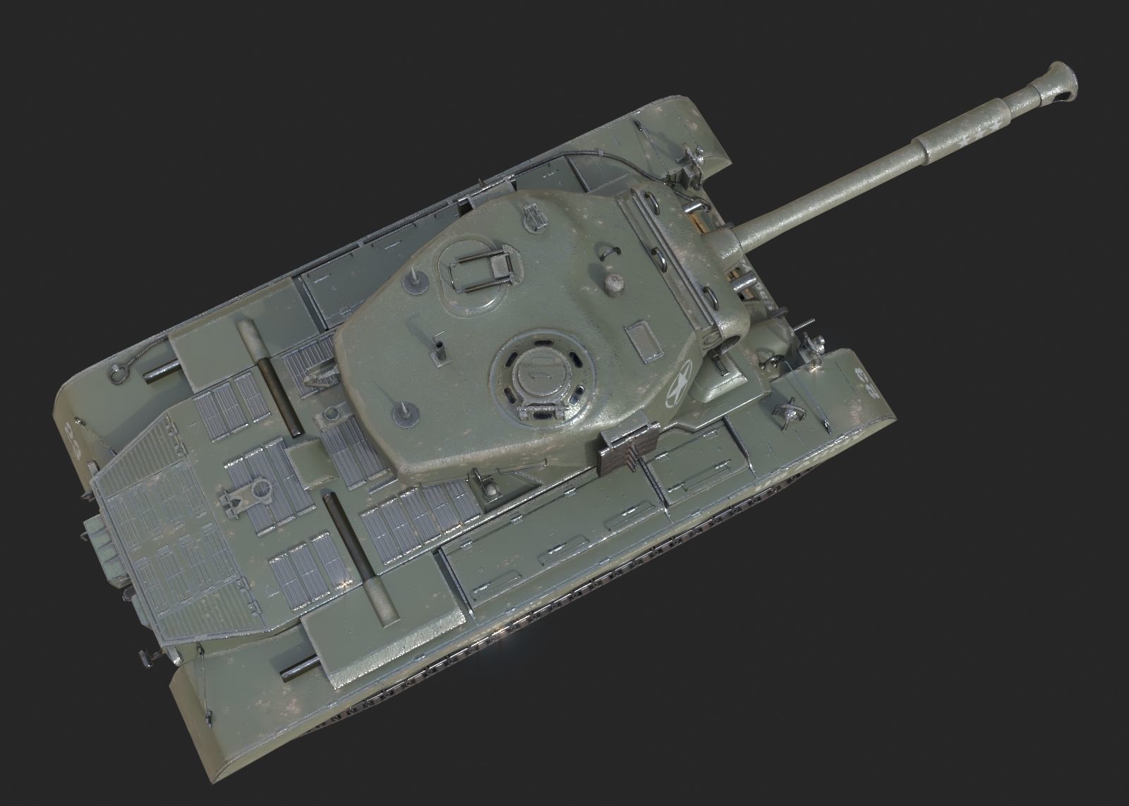 3D model USA Army M46 Patton medium tank in Korean War VR / AR / low ...