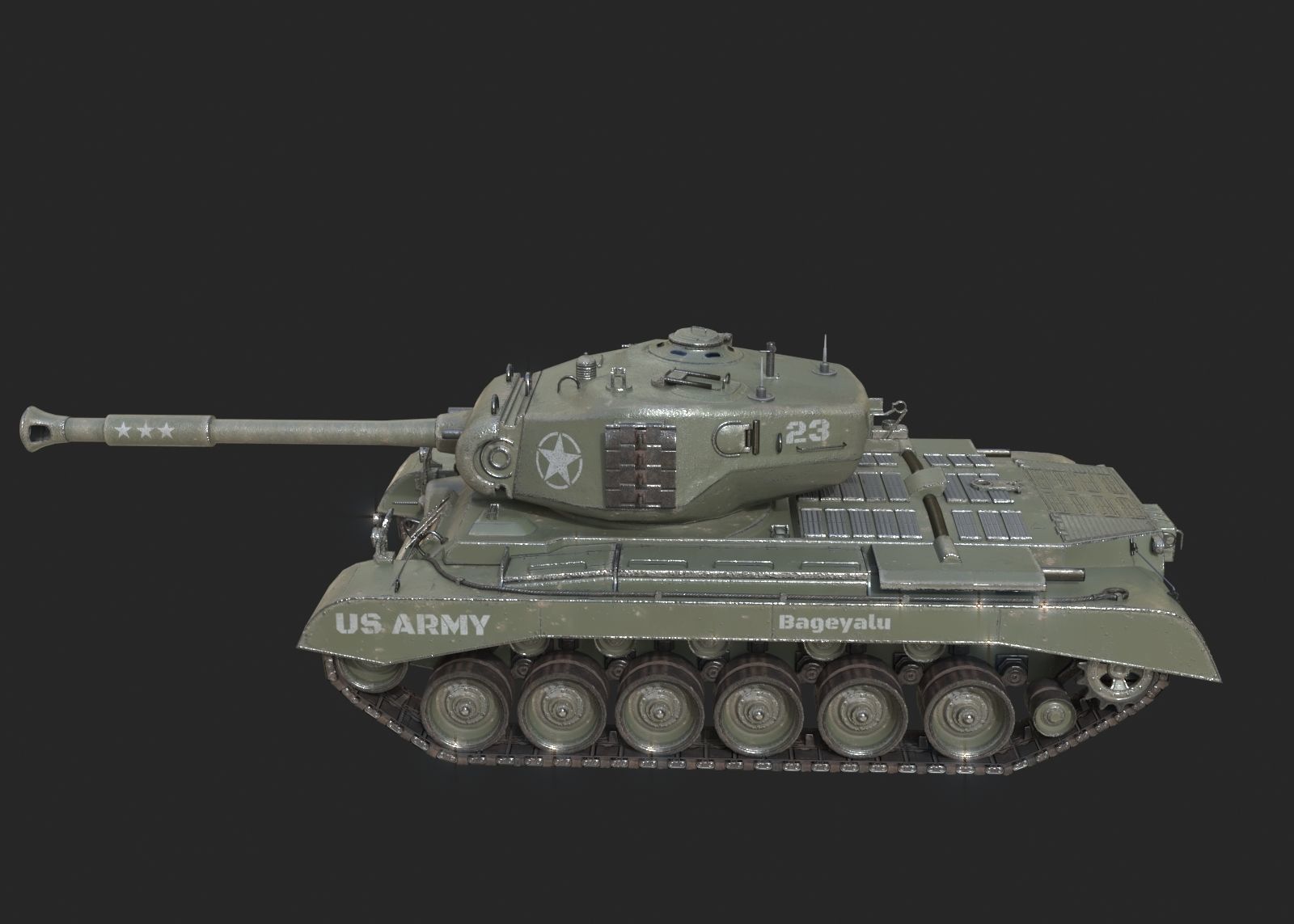 3D model USA Army M46 Patton medium tank in Korean War VR / AR / low ...