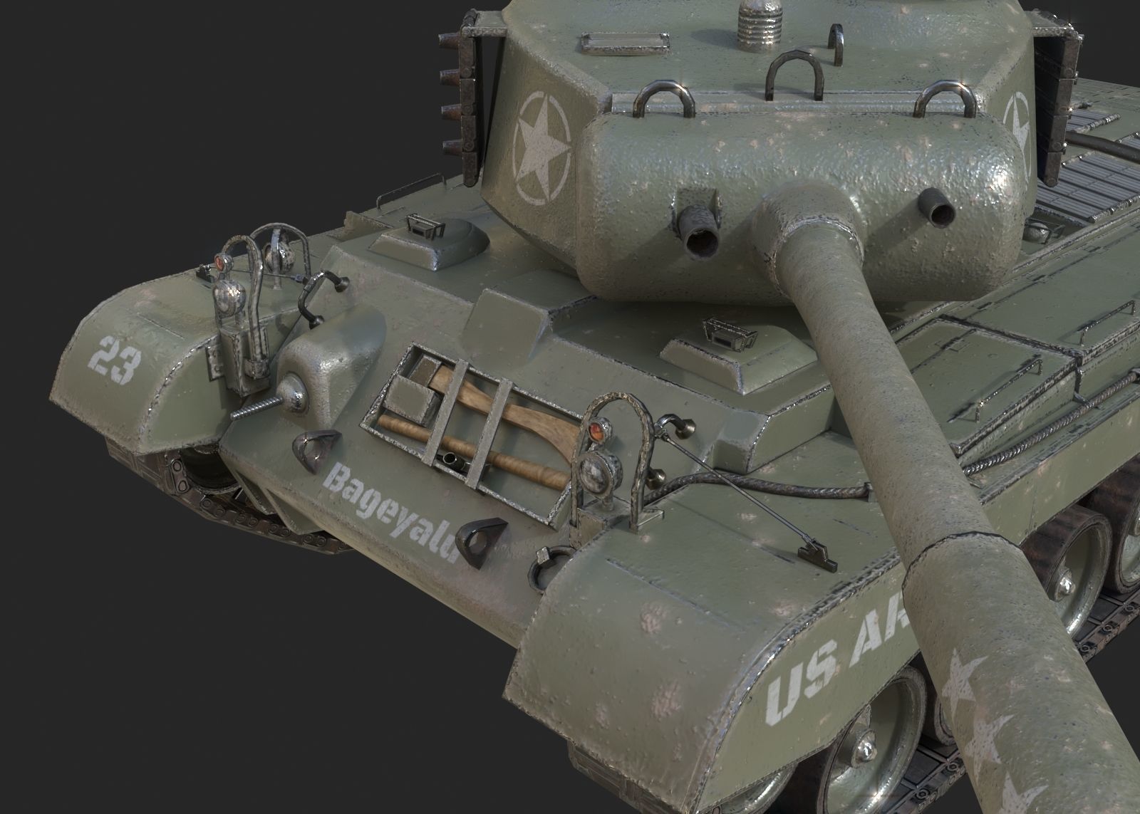 3D model USA Army M46 Patton medium tank in Korean War VR / AR / low ...