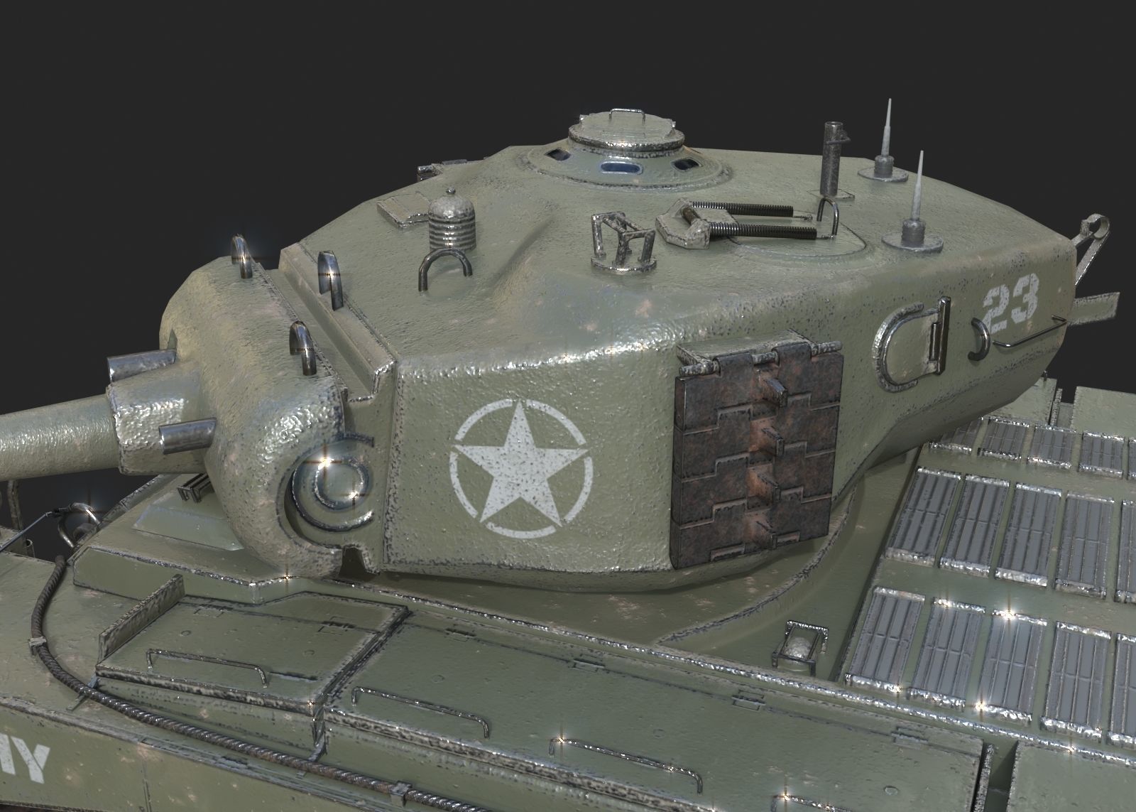 3D model USA Army M46 Patton medium tank in Korean War VR / AR / low ...
