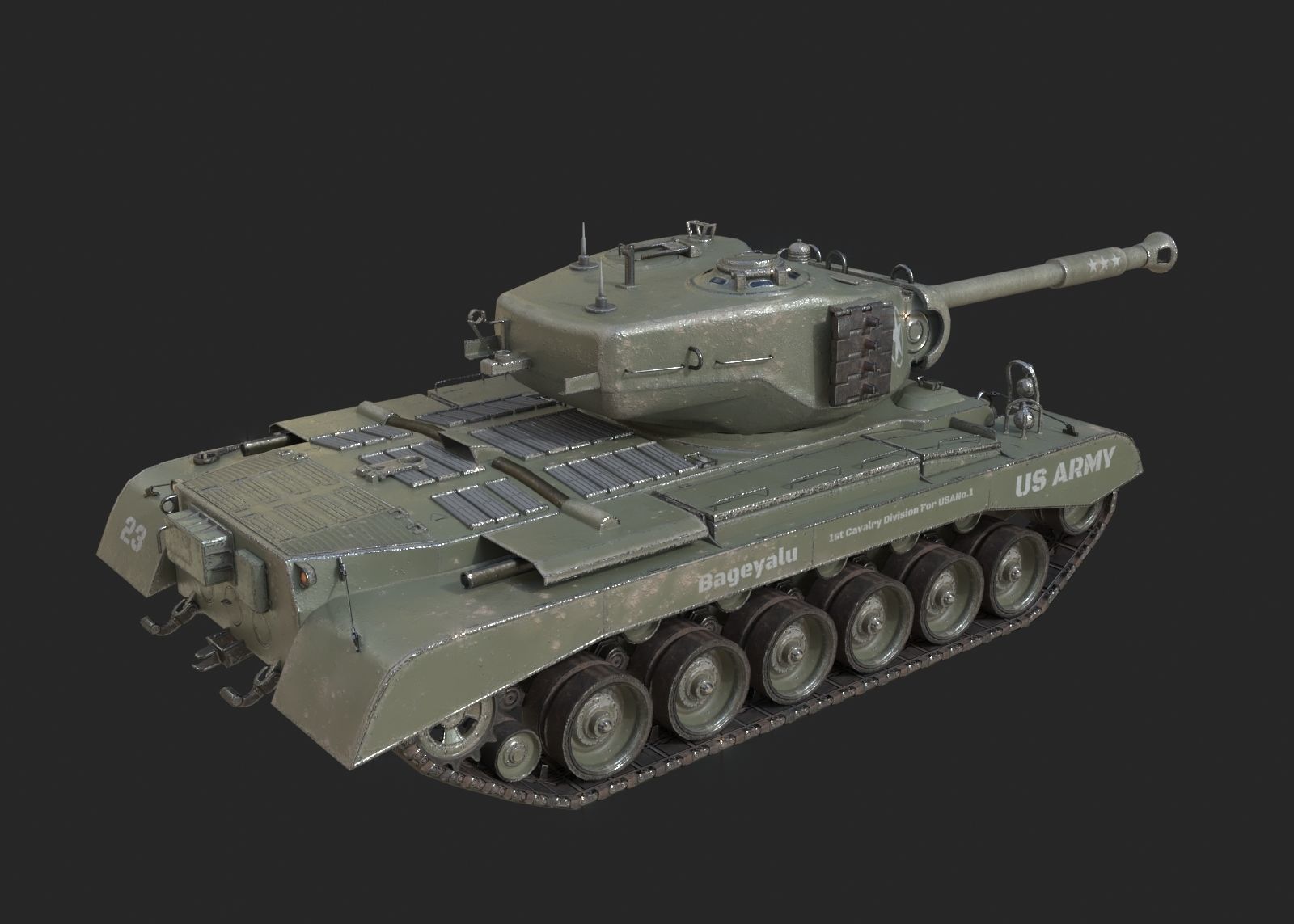 3D model USA Army M46 Patton medium tank in Korean War VR / AR / low ...