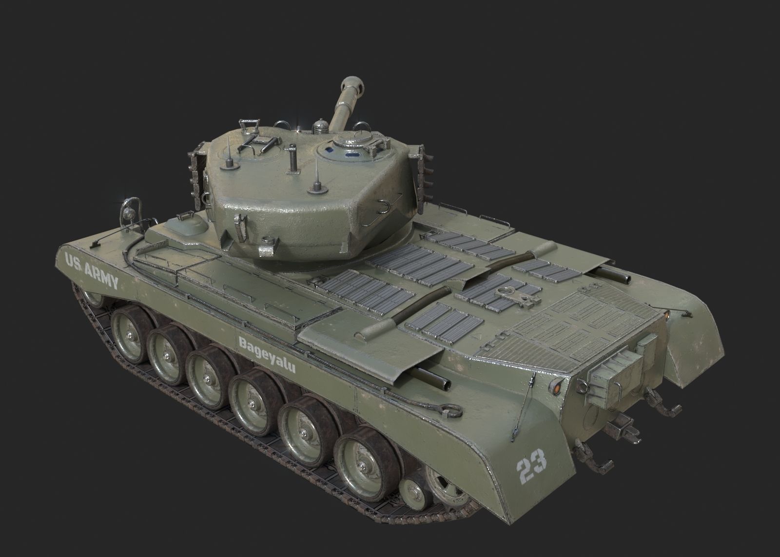 3D model USA Army M46 Patton medium tank in Korean War VR / AR / low ...