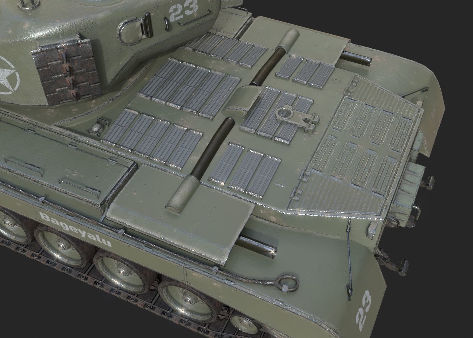 3D model USA Army M46 Patton medium tank in Korean War VR / AR / low ...