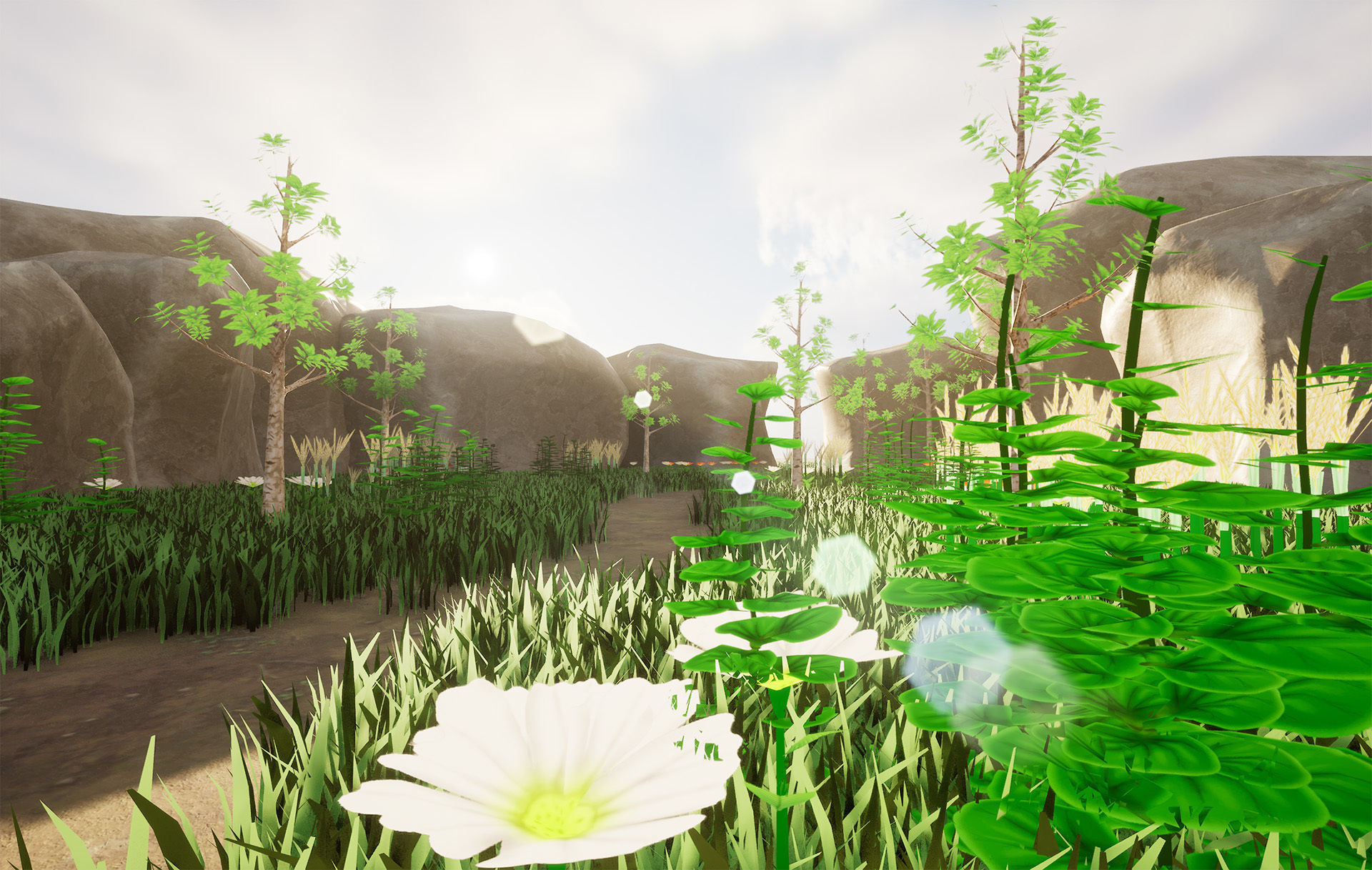 Stylized 3d scene with foliage assets free VR / AR / low-poly 3D model ...