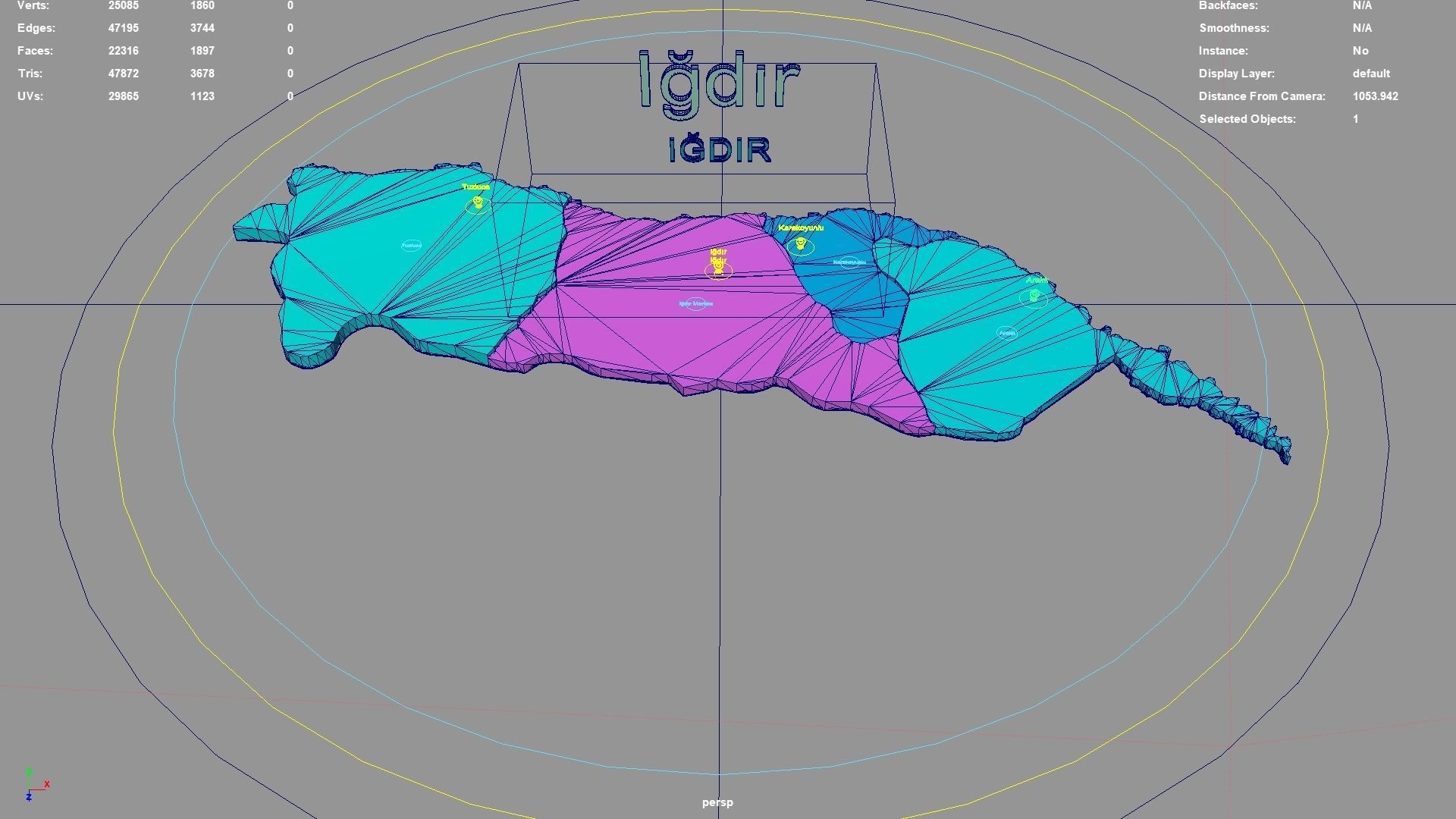 Igdir Eastern Anatolia Region Turkey map region geography 3D model ...