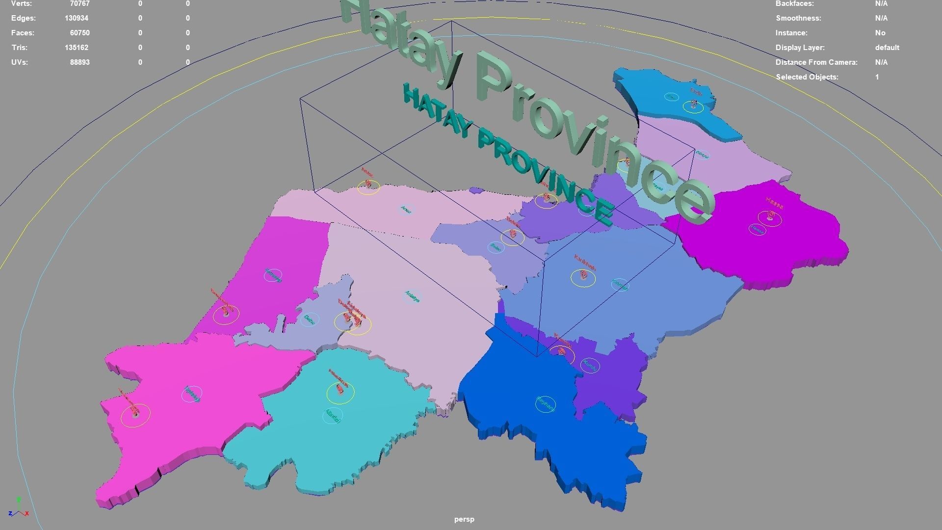 Hatay Province Mediterranean Region Turkey map region 3D model rigged ...
