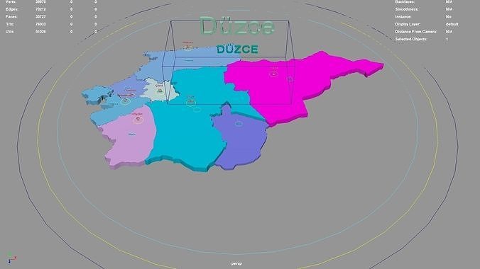 Duzce Black Sea Region Turkey map region geography political 3D model ...