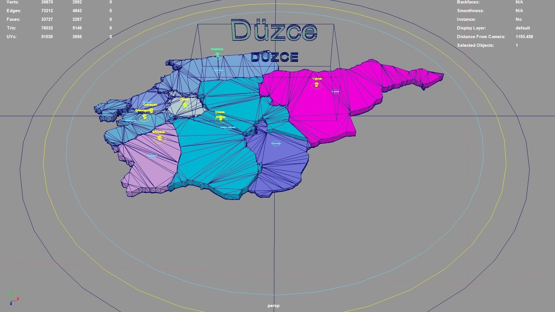 Duzce Black Sea Region Turkey map region geography political 3D model ...