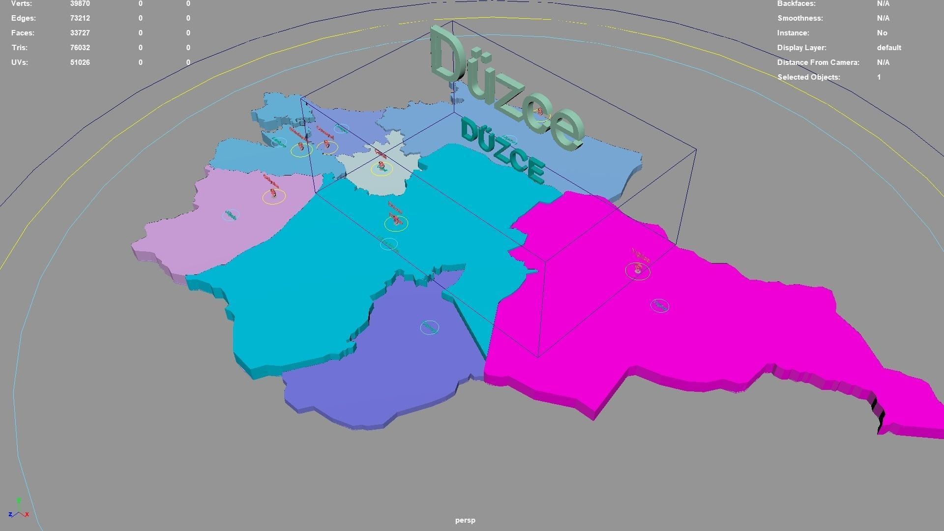 Duzce Black Sea Region Turkey map region geography political 3D model ...