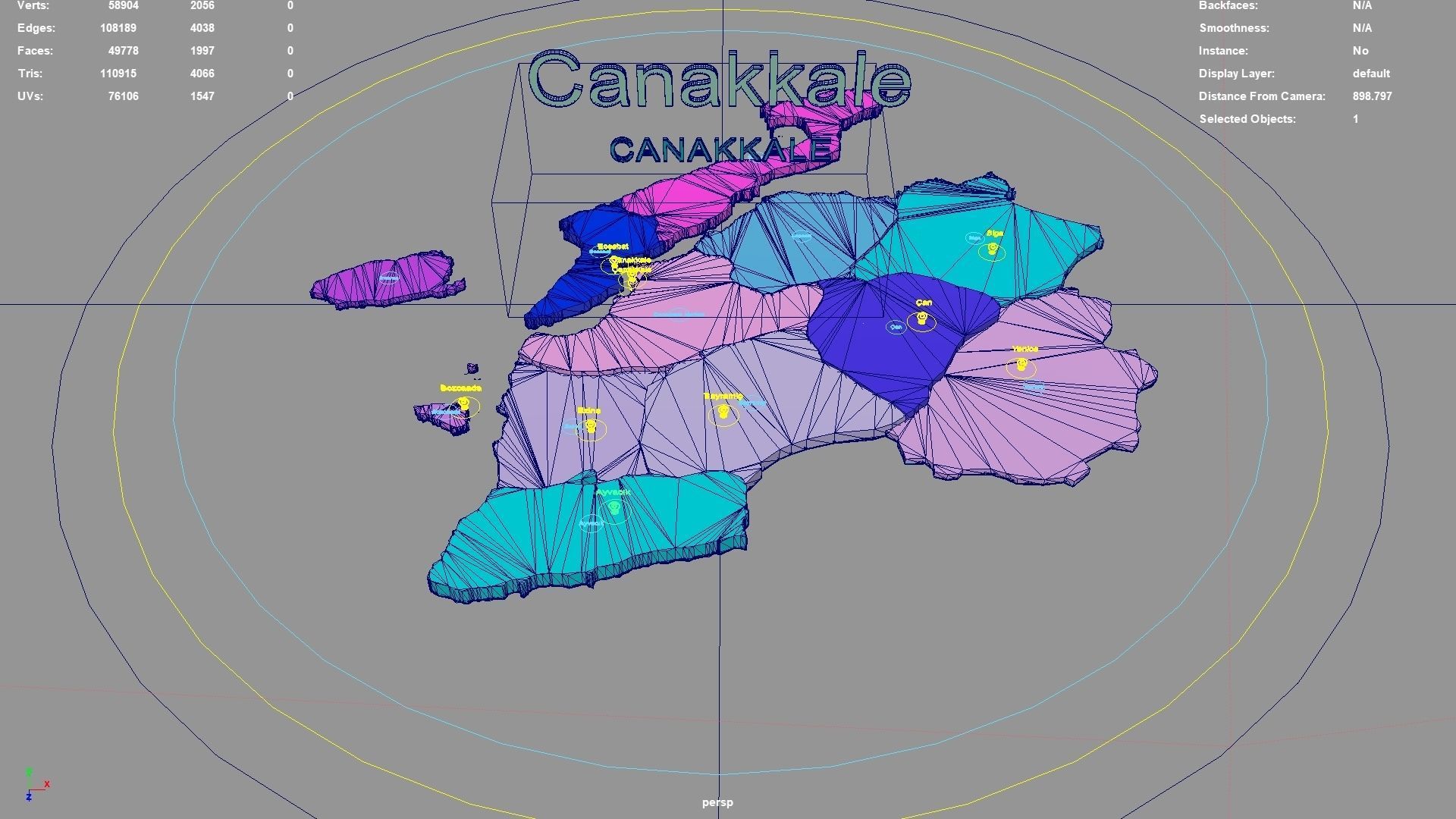 Canakkale Marmara Region Turkey map region geography political 3D model ...