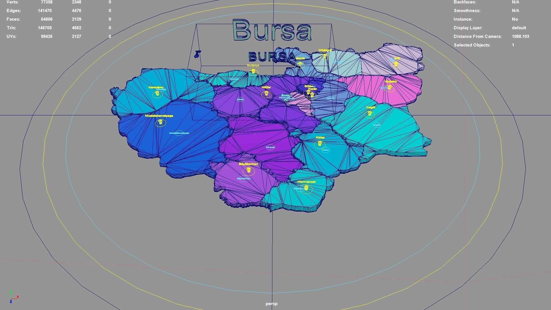 Bursa Marmara Region Turkey map region geography political 3D model ...