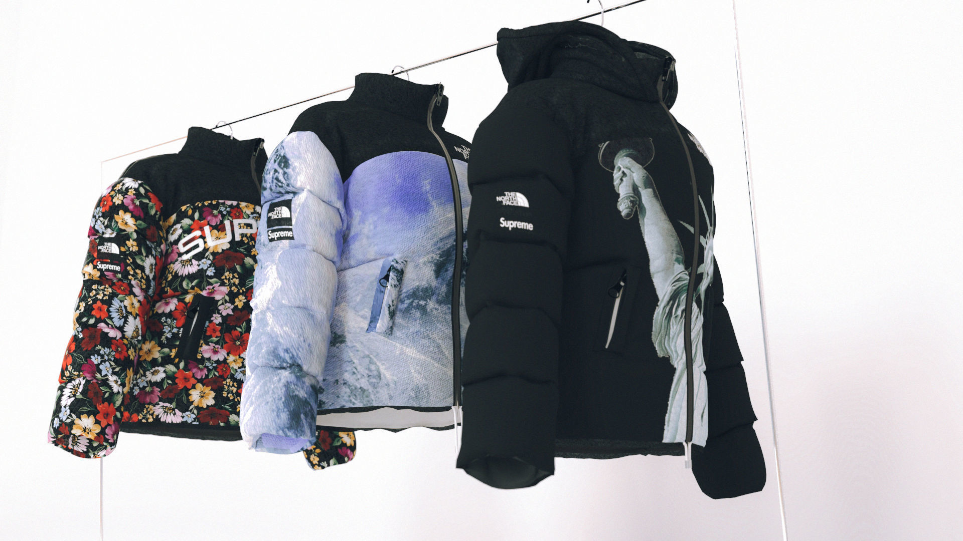 3 Jackets Supreme x TNF 3D model | CGTrader